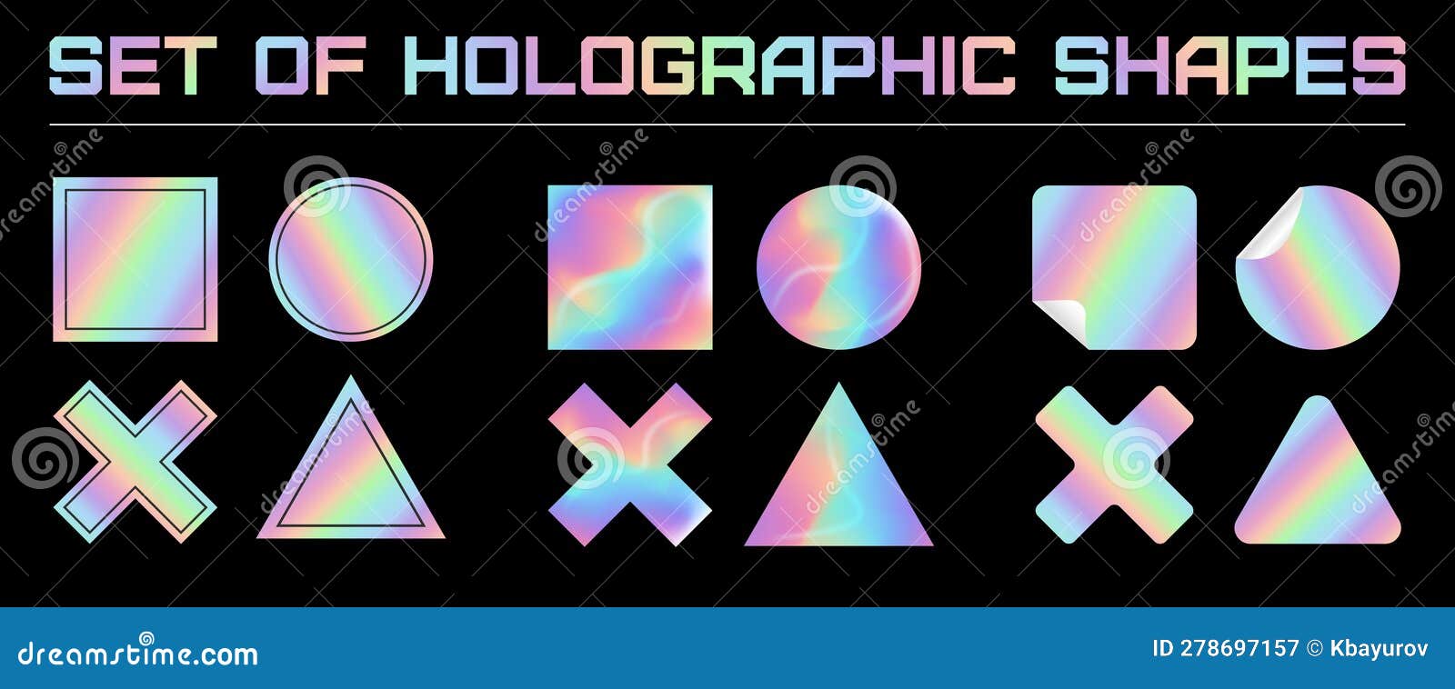 Holographic Stickers. Hologram Labels Of Different Shapes. Cartoon ...