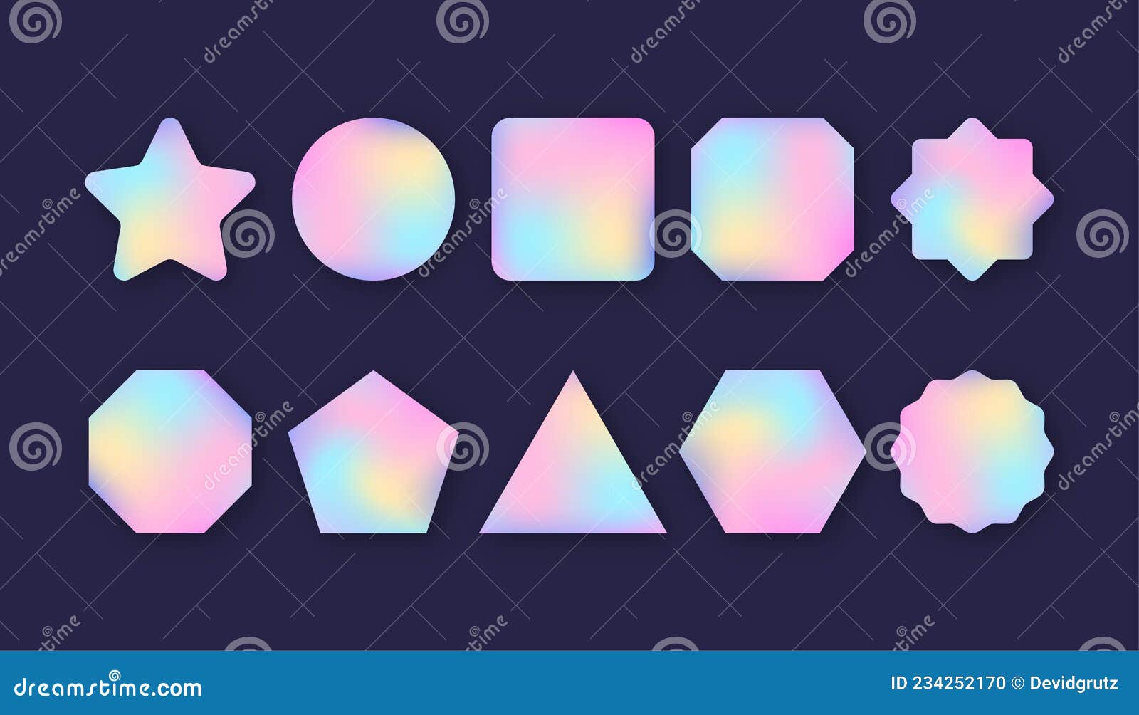 Holographic Stickers. Blank Rainbow Shiny Emblems. Vector Stock ...
