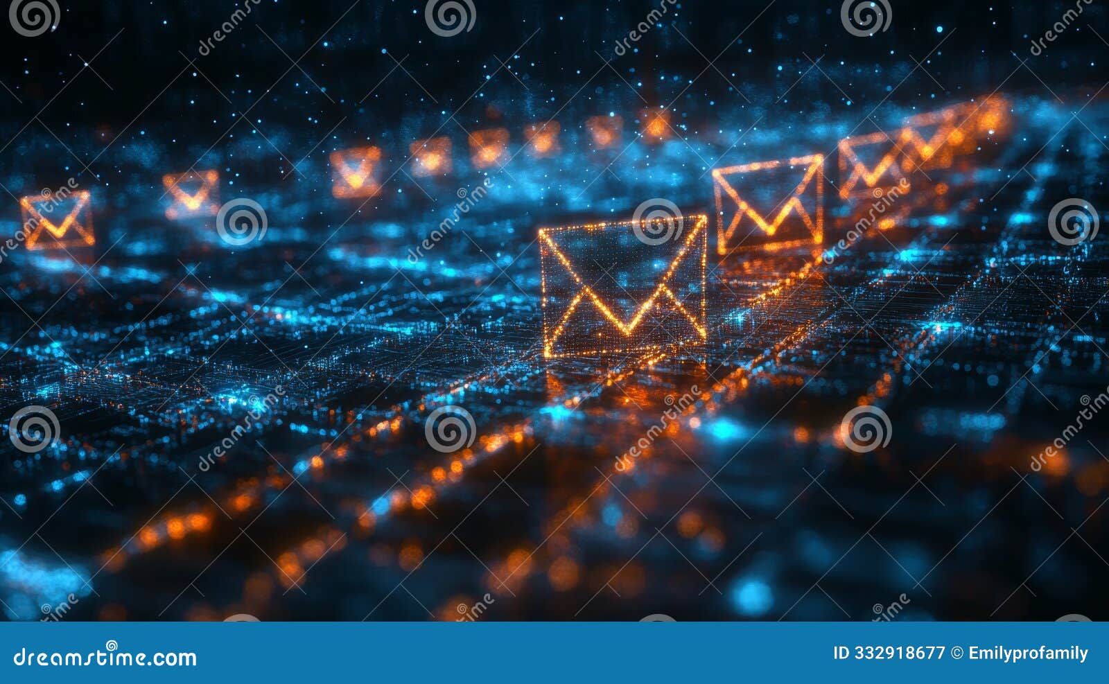 Holographic Symbols Representing Various Communication Methods in a ...