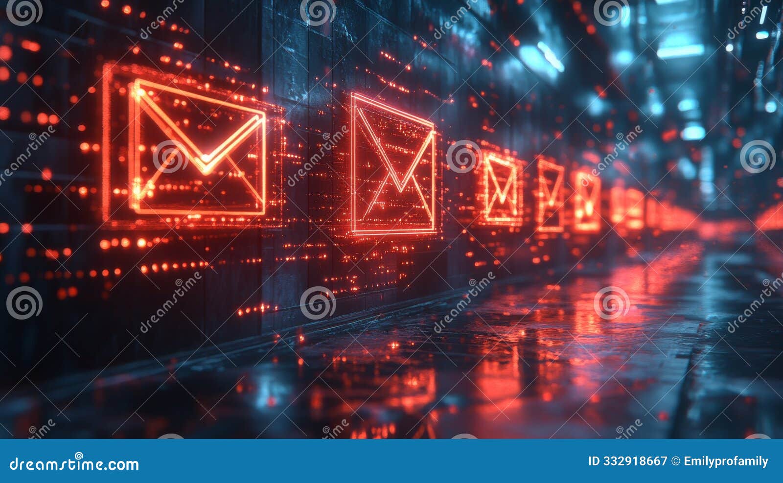 Holographic Symbols Representing Various Communication Methods in a ...