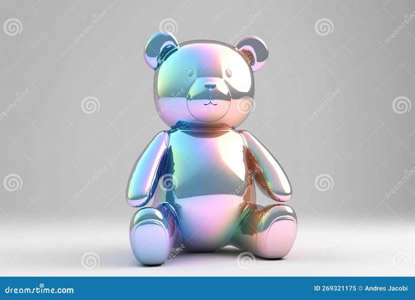 Holographic Teddy Bear. 3D Render Style Stock Illustration ...