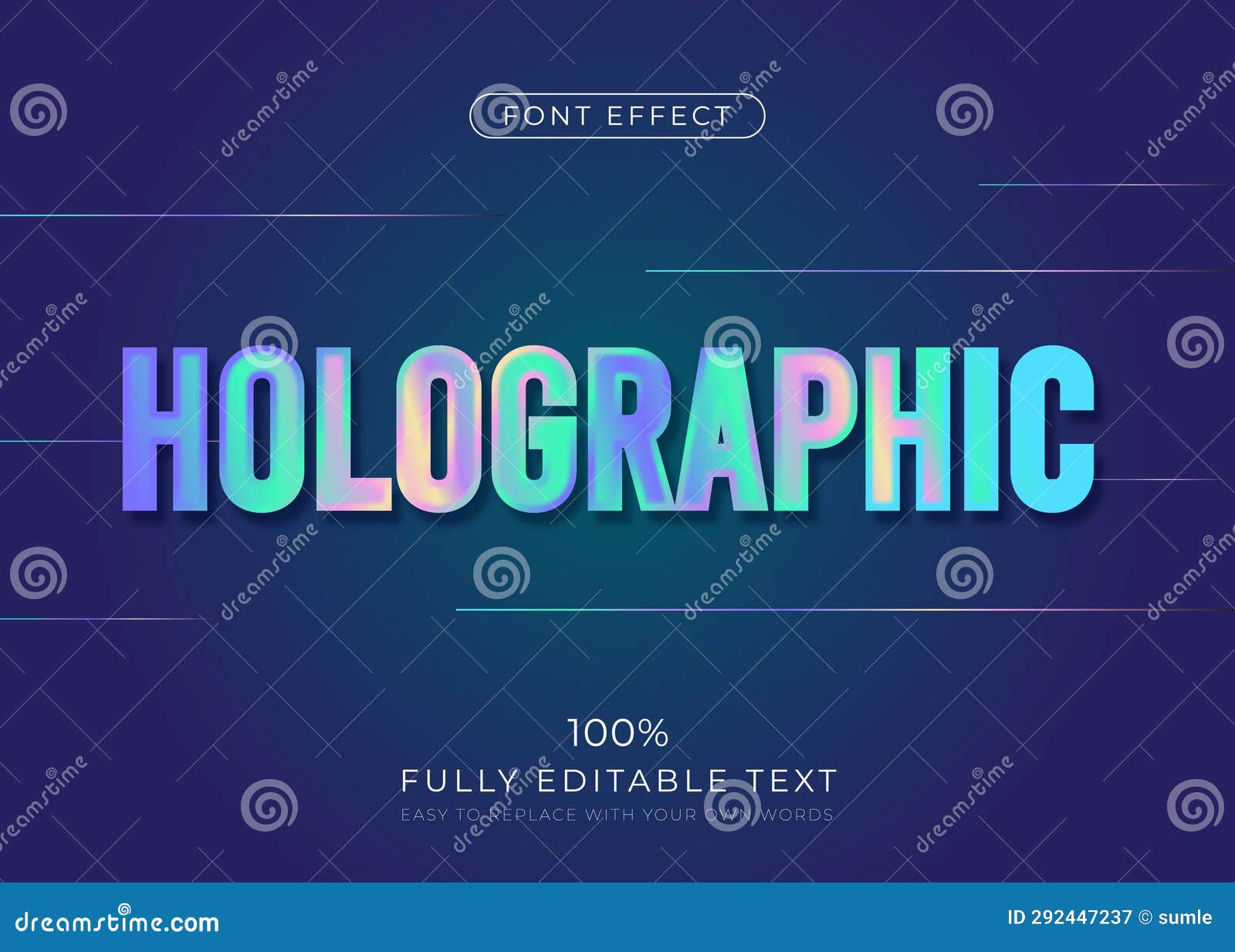 Holographic Text Effect. Editable Font Style Stock Illustration ...