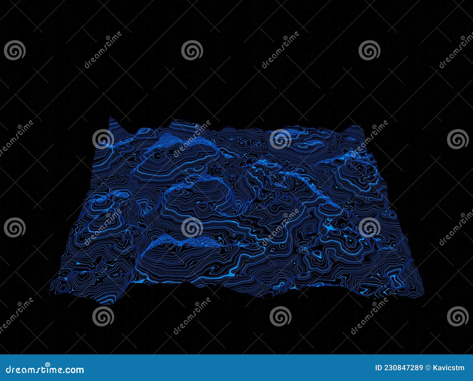 Holographic Topography. Blue Contour Layer Stock Illustration ...