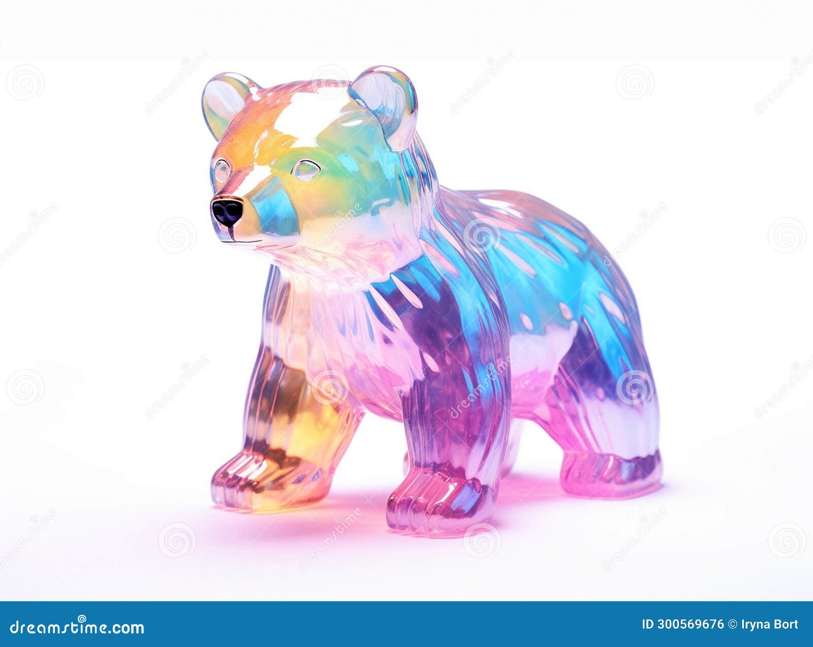 Holographic Translucent Glass Bear, Rainbow Spectroscopy Effect Stock ...