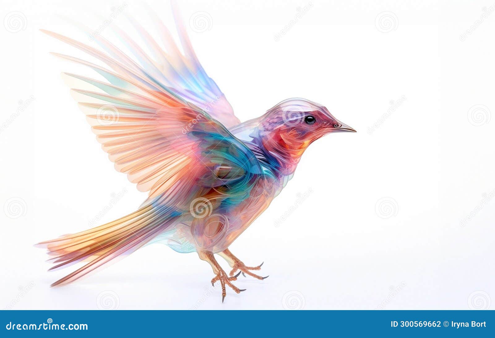Holographic Translucent Glass Bird, Rainbow Spectroscopy Effect Stock ...