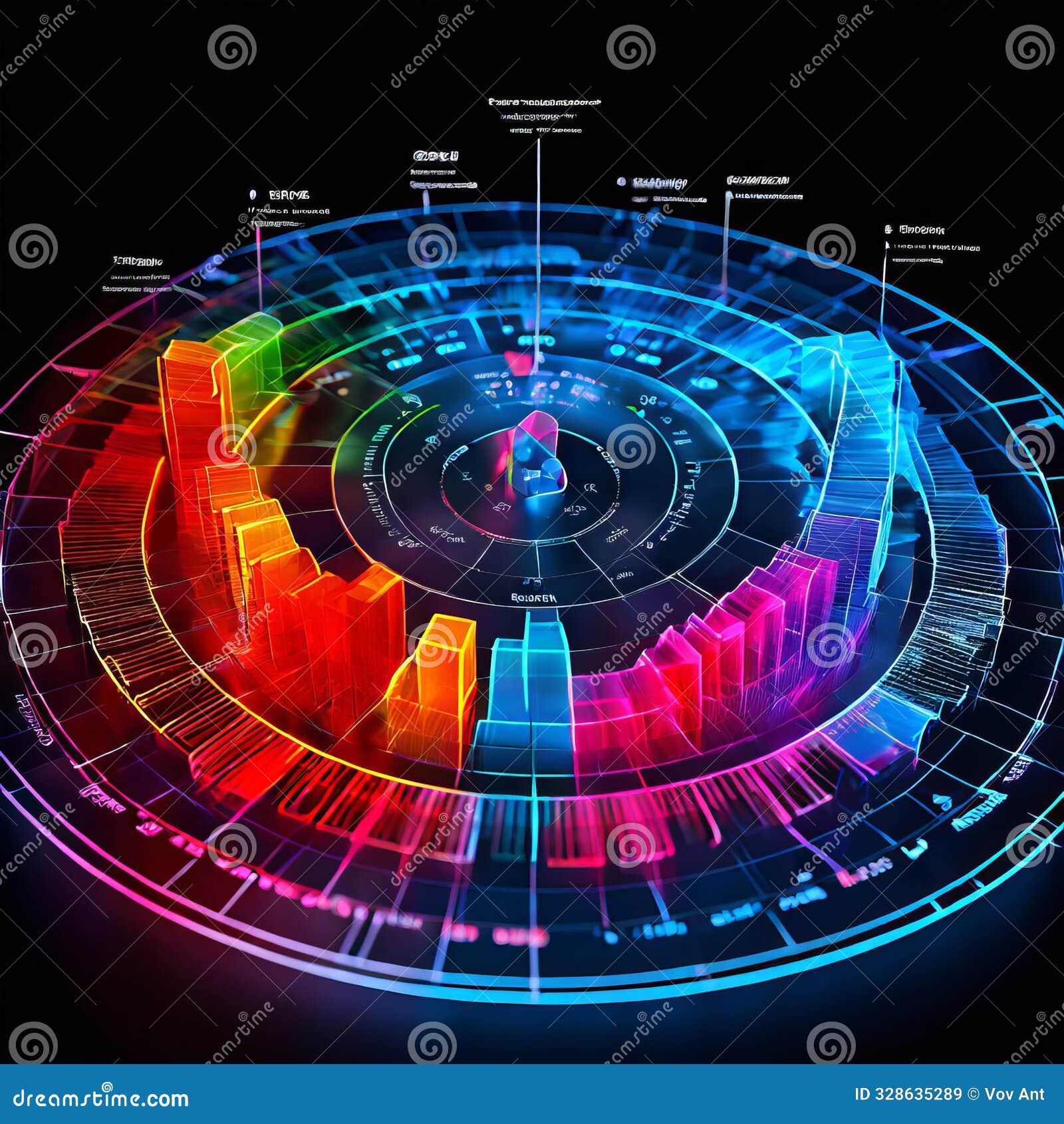A Holography Image Showing A Radar Chart Omparing Key Performan ...