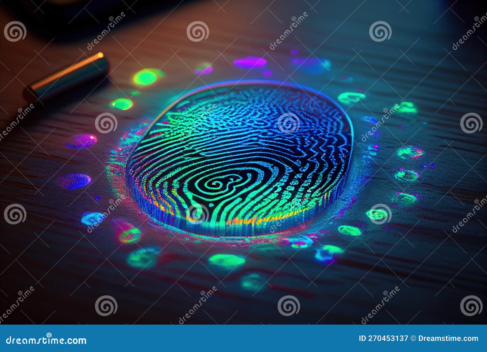 Holograptic Fingerprint on Table Stock Image - Image of data, digital ...