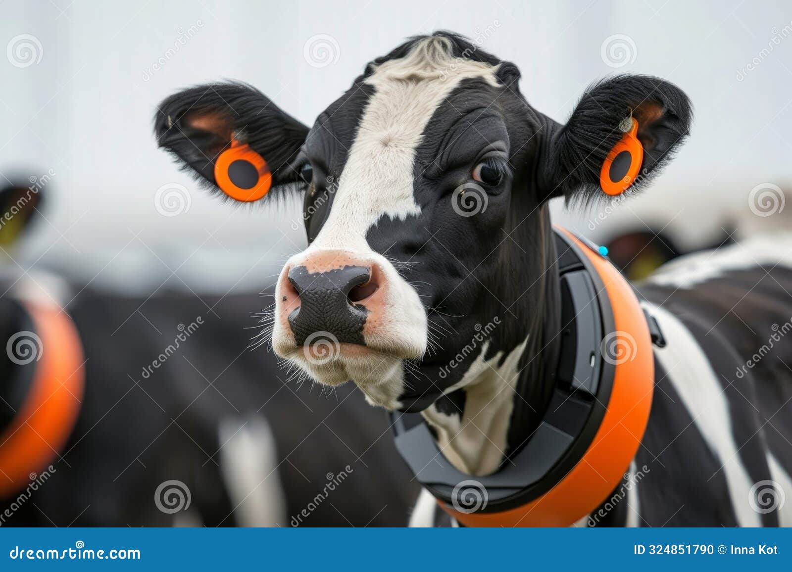 Holstein Cow with Smart Collar in State of the Art Livestock Farming ...