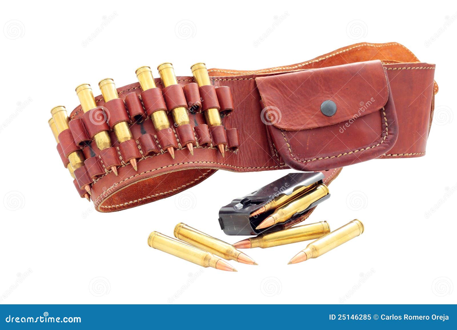 Holster with Bullets and Charger Stock Image - Image of bronze, bullets ...