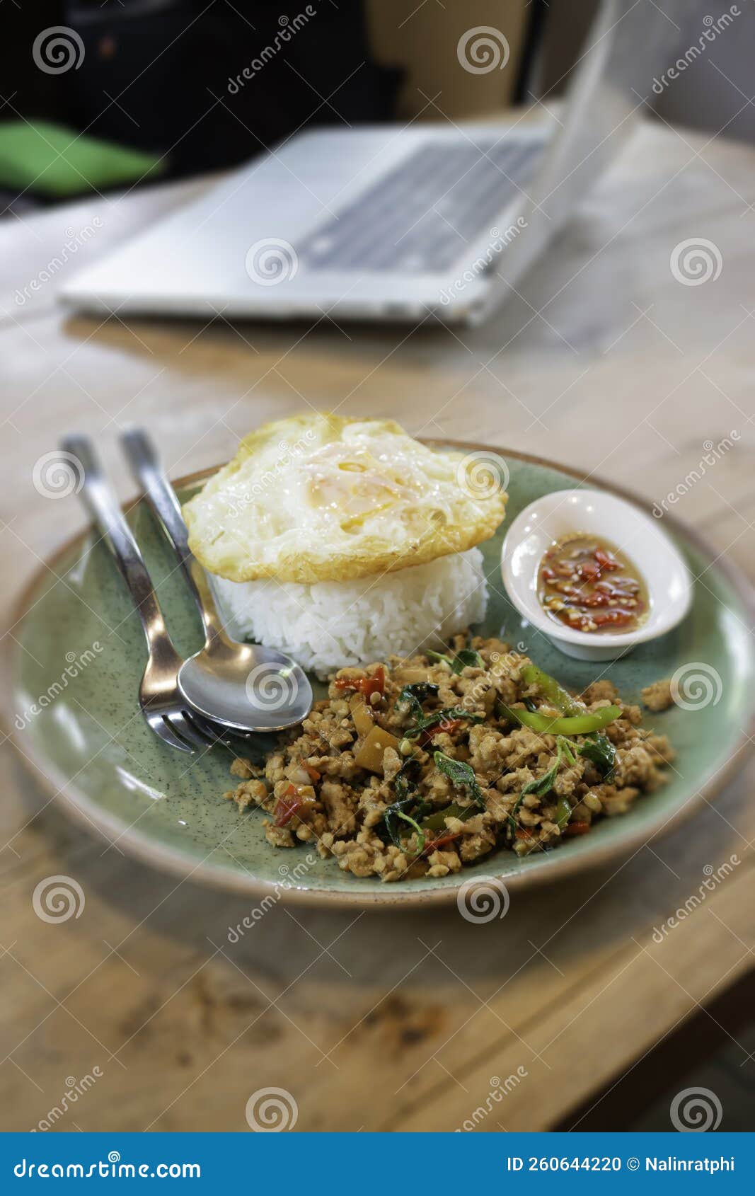 Holy Basil Fried Rice with Fried Egg Stock Photo - Image of chinese ...