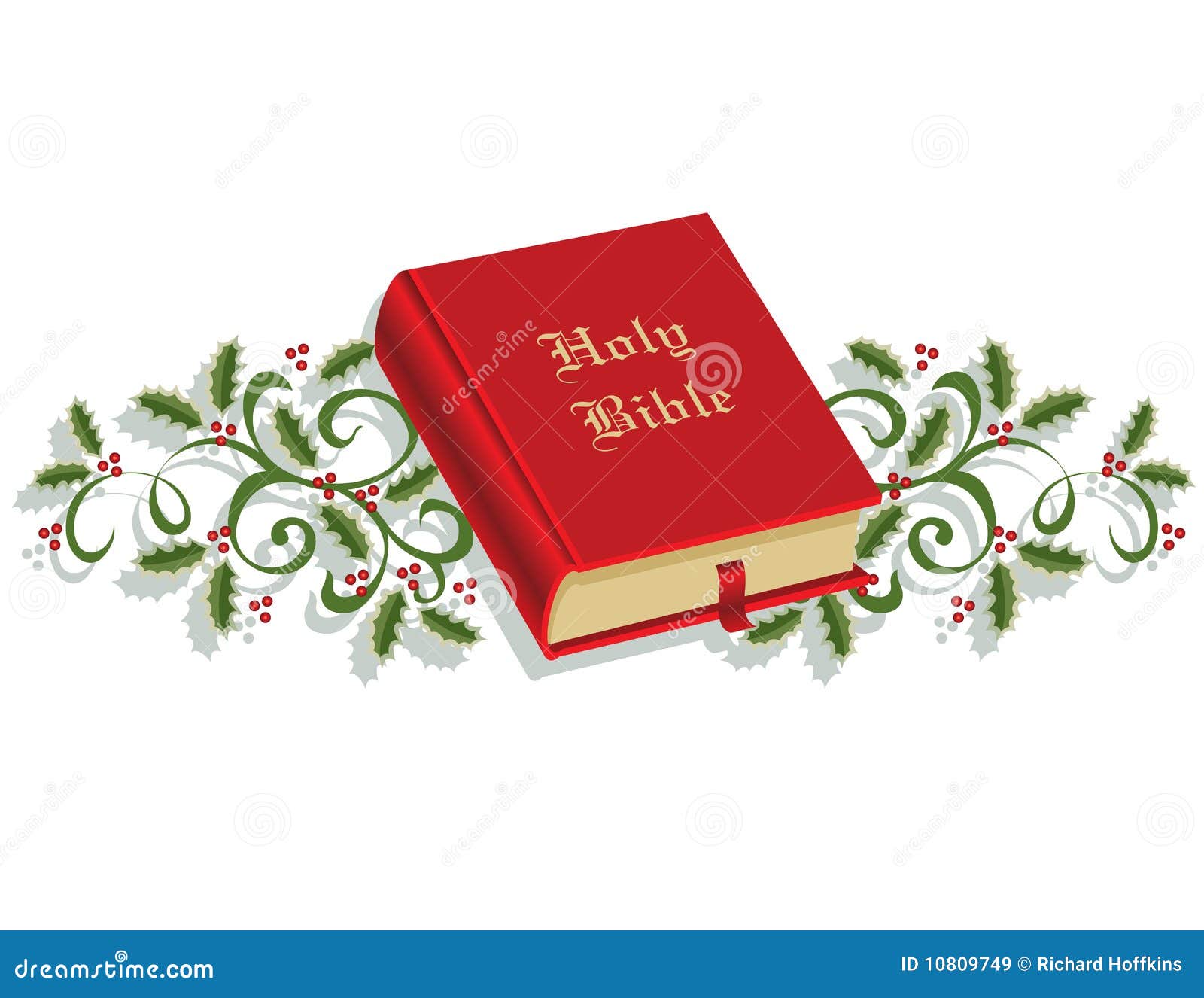 Holy Bible and Holly stock illustration. Illustration of isolated ...