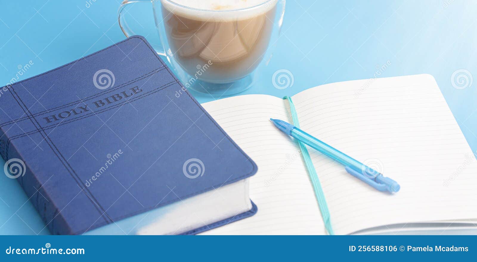 Holy Bible with a Notebook To Study on a Bright Background Stock Photo ...
