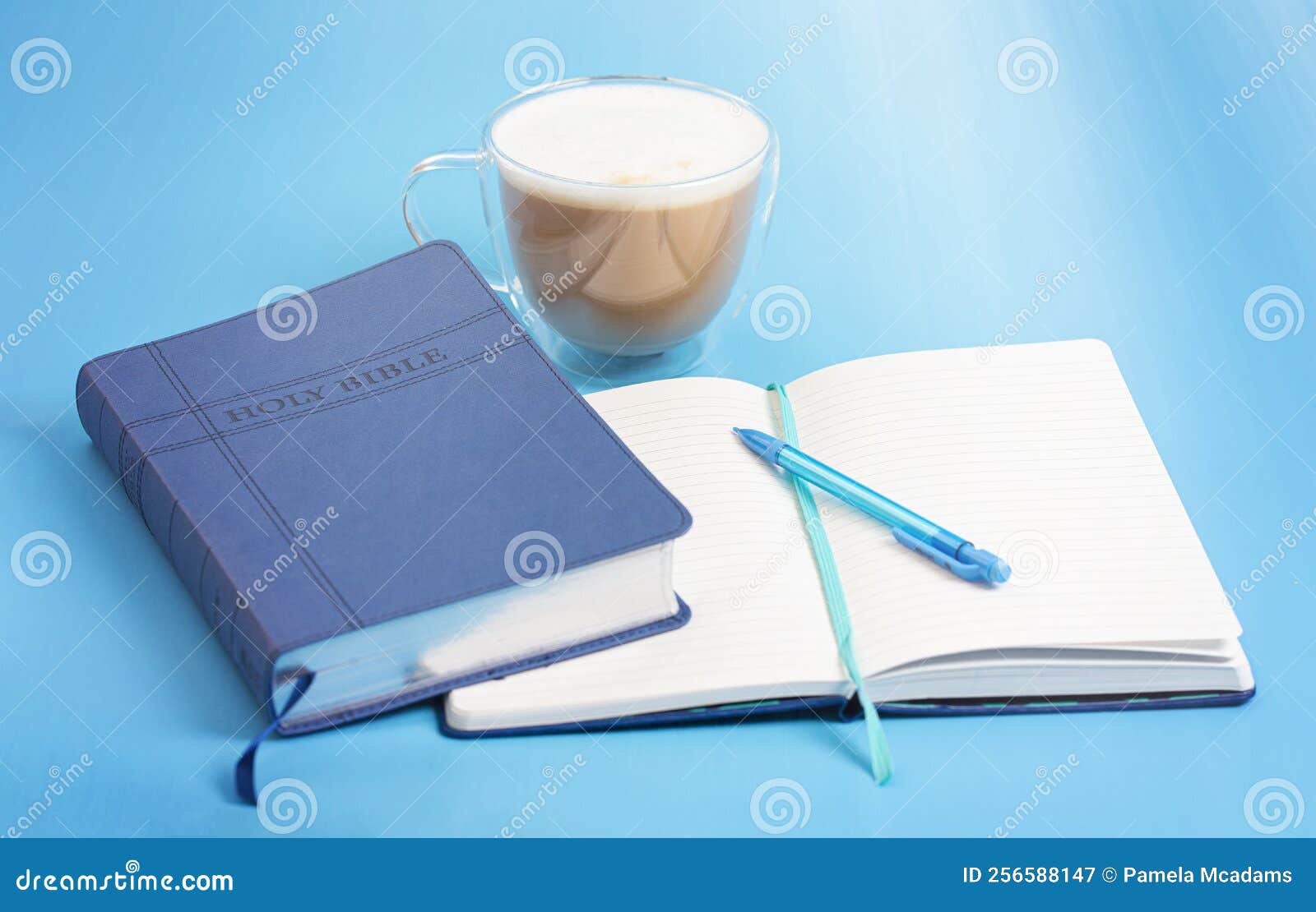 Holy Bible with a Notebook To Study on a Bright Background Stock Image ...