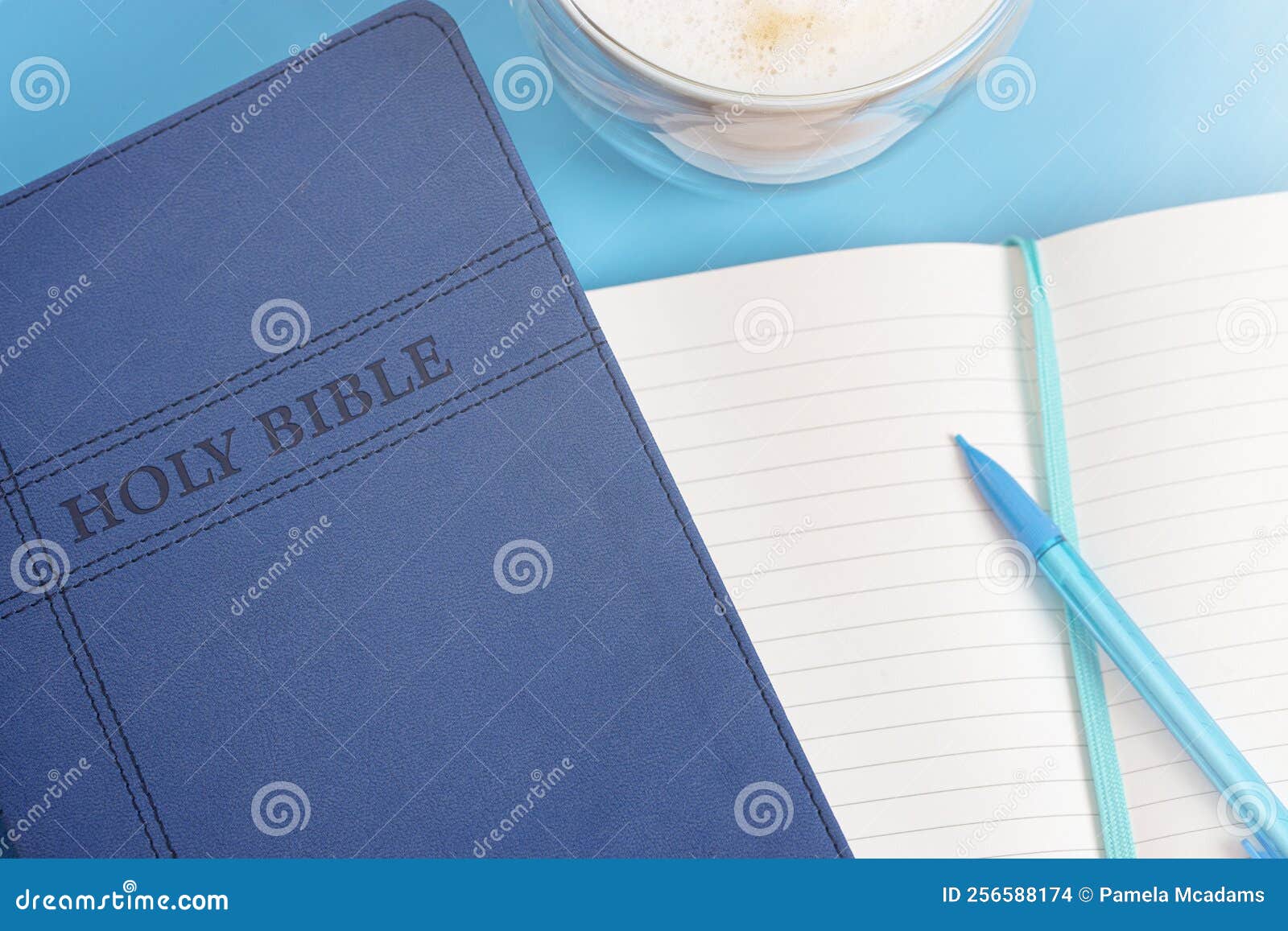 Holy Bible with a Notebook To Study on a Bright Background Stock Photo ...