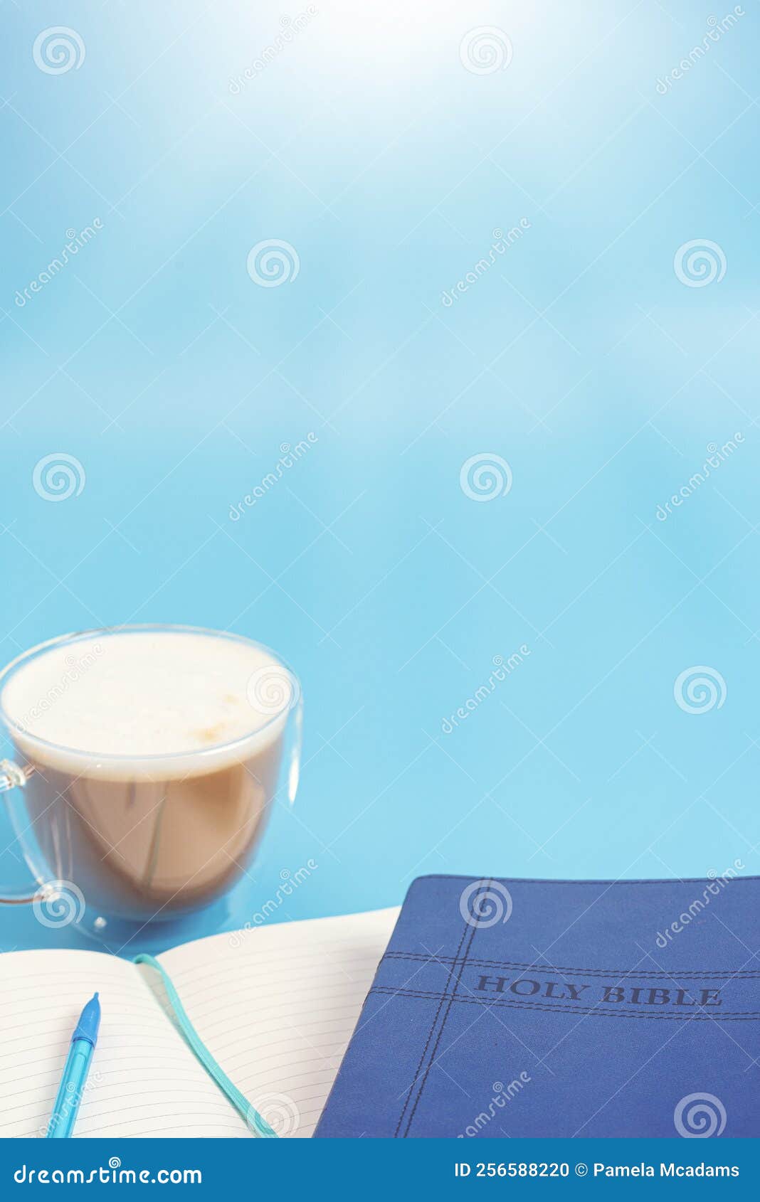 Holy Bible with a Notebook To Study on a Bright Background Stock Photo ...