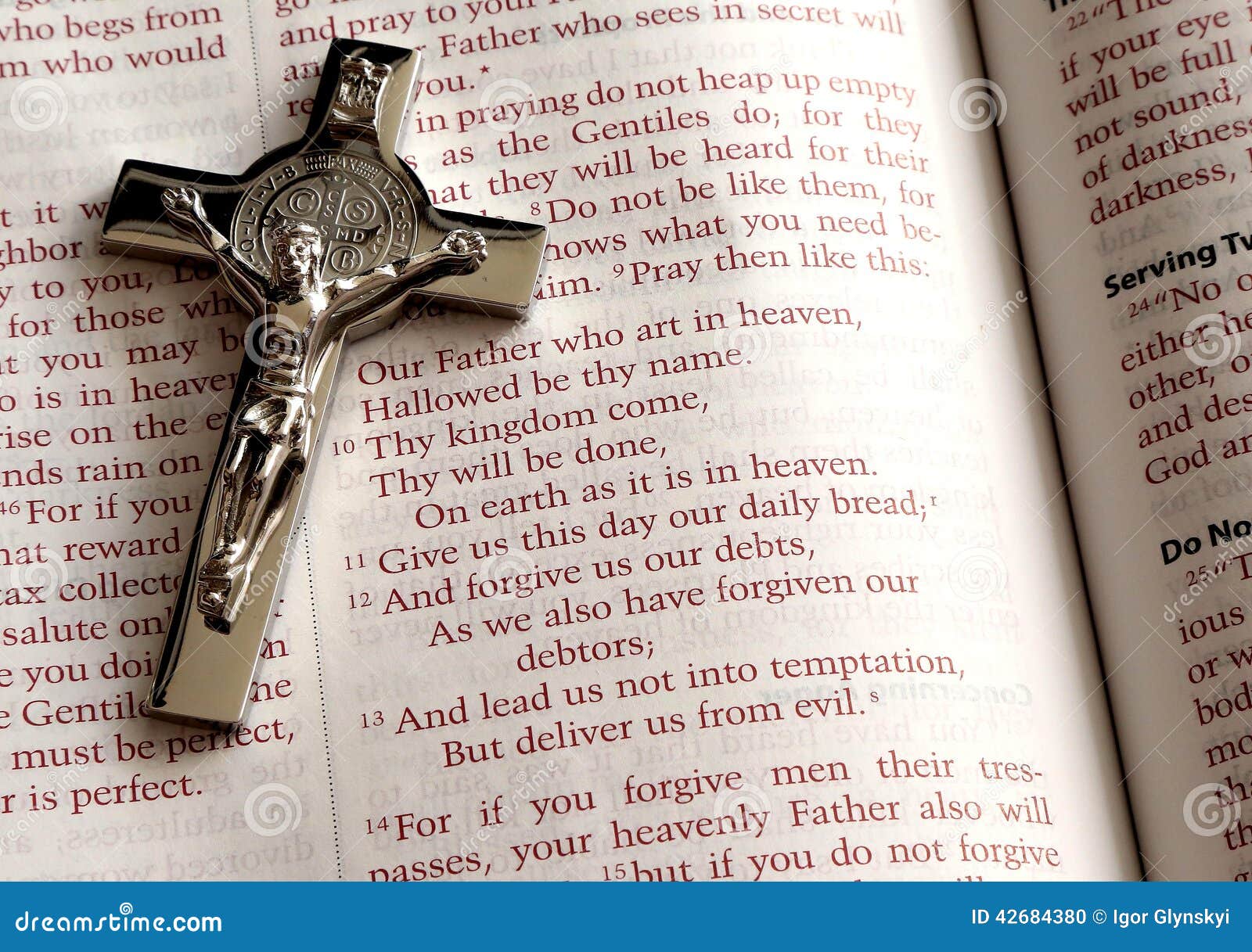 Holy Bible, Prayer Our Father and Cross Stock Photo - Image of chain ...