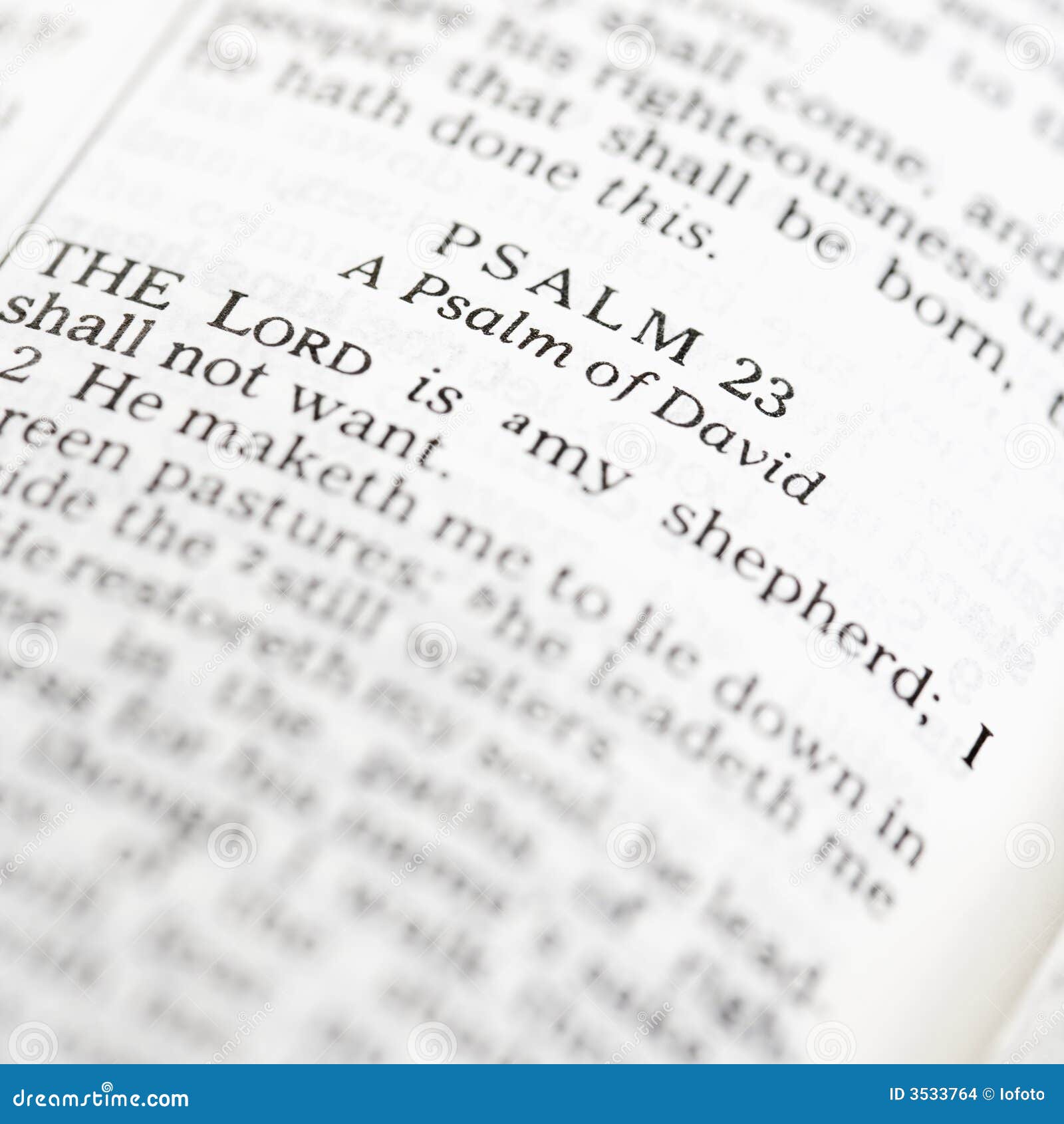 Holy Bible Psalm. stock photo. Image of shepherd, close - 3533764