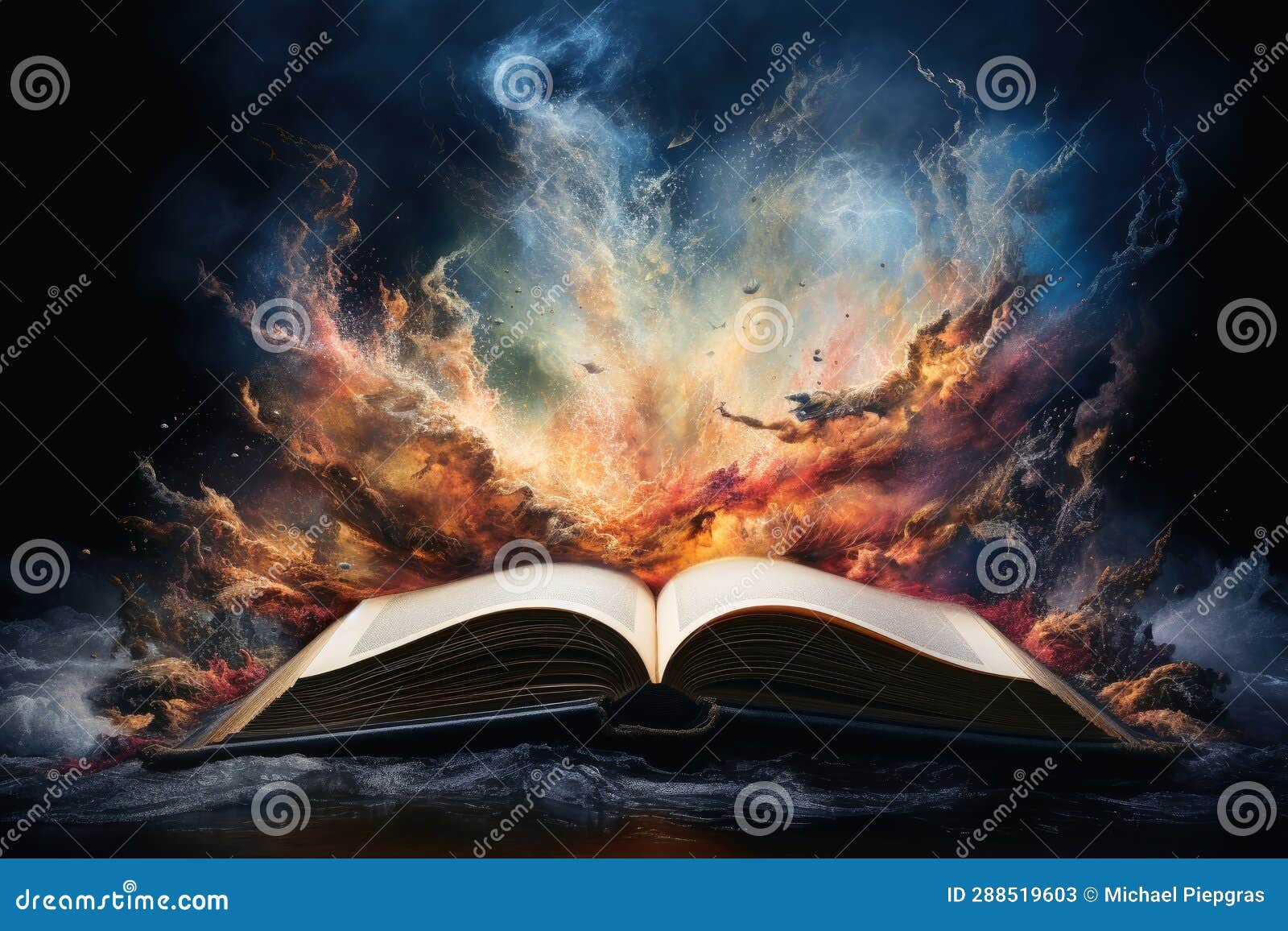 A Holy Bible on a Table with Flames and Light Stock Illustration ...
