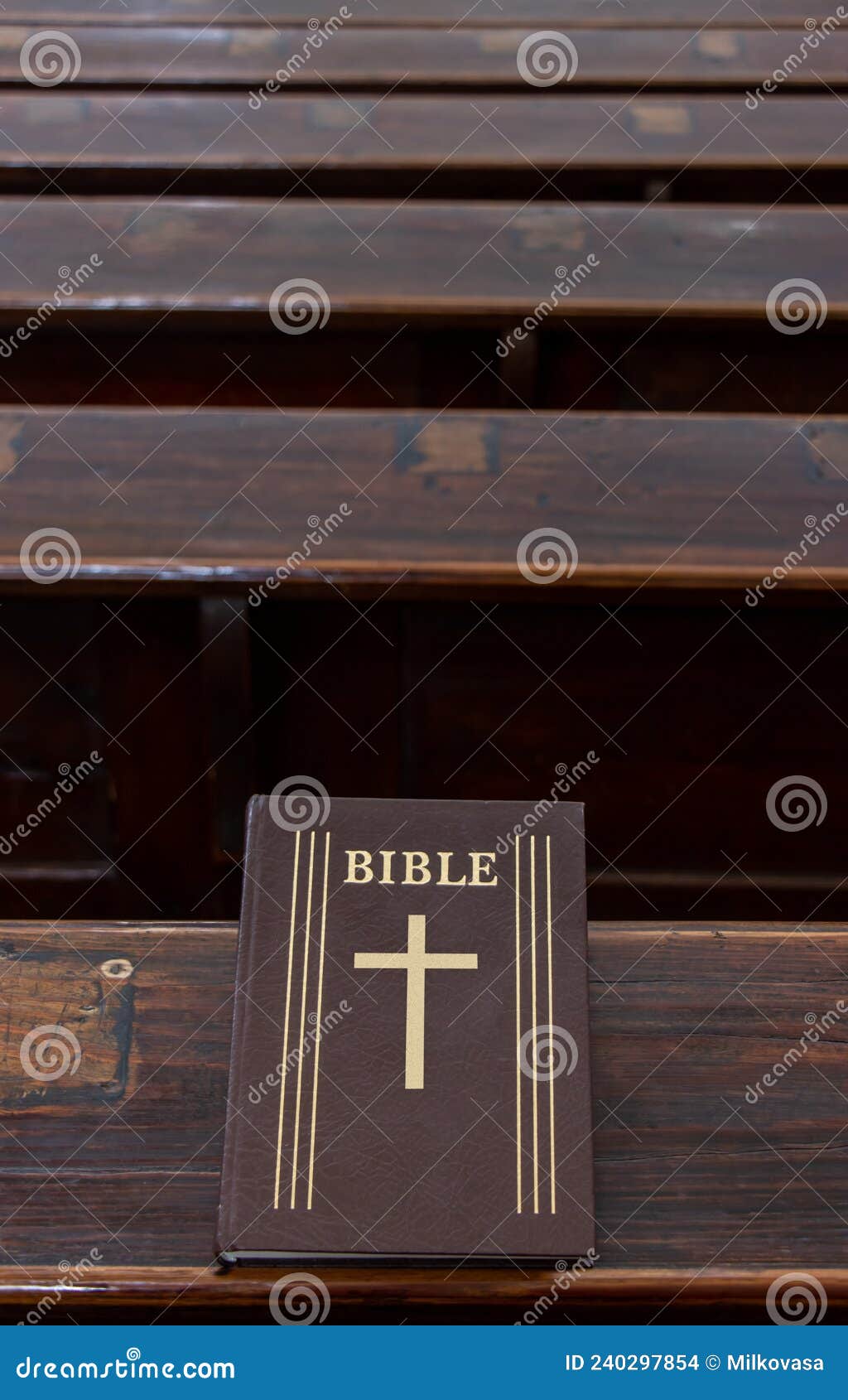The Holy Bible on the Table of a Prayer Bench Stock Photo - Image of ...