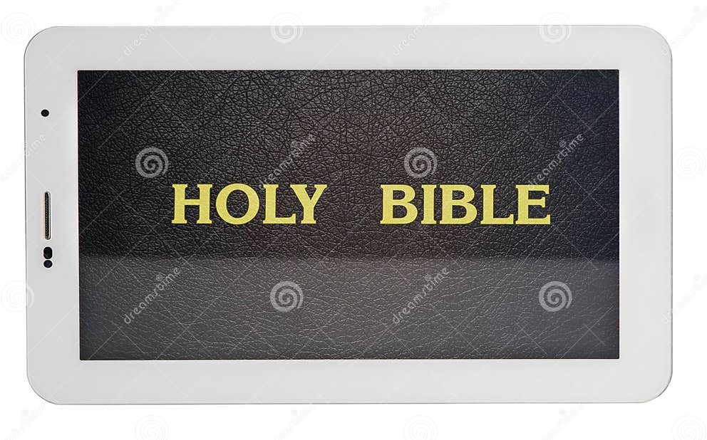 Holy Bible in Tablet Isolated on White Background Stock Photo - Image ...