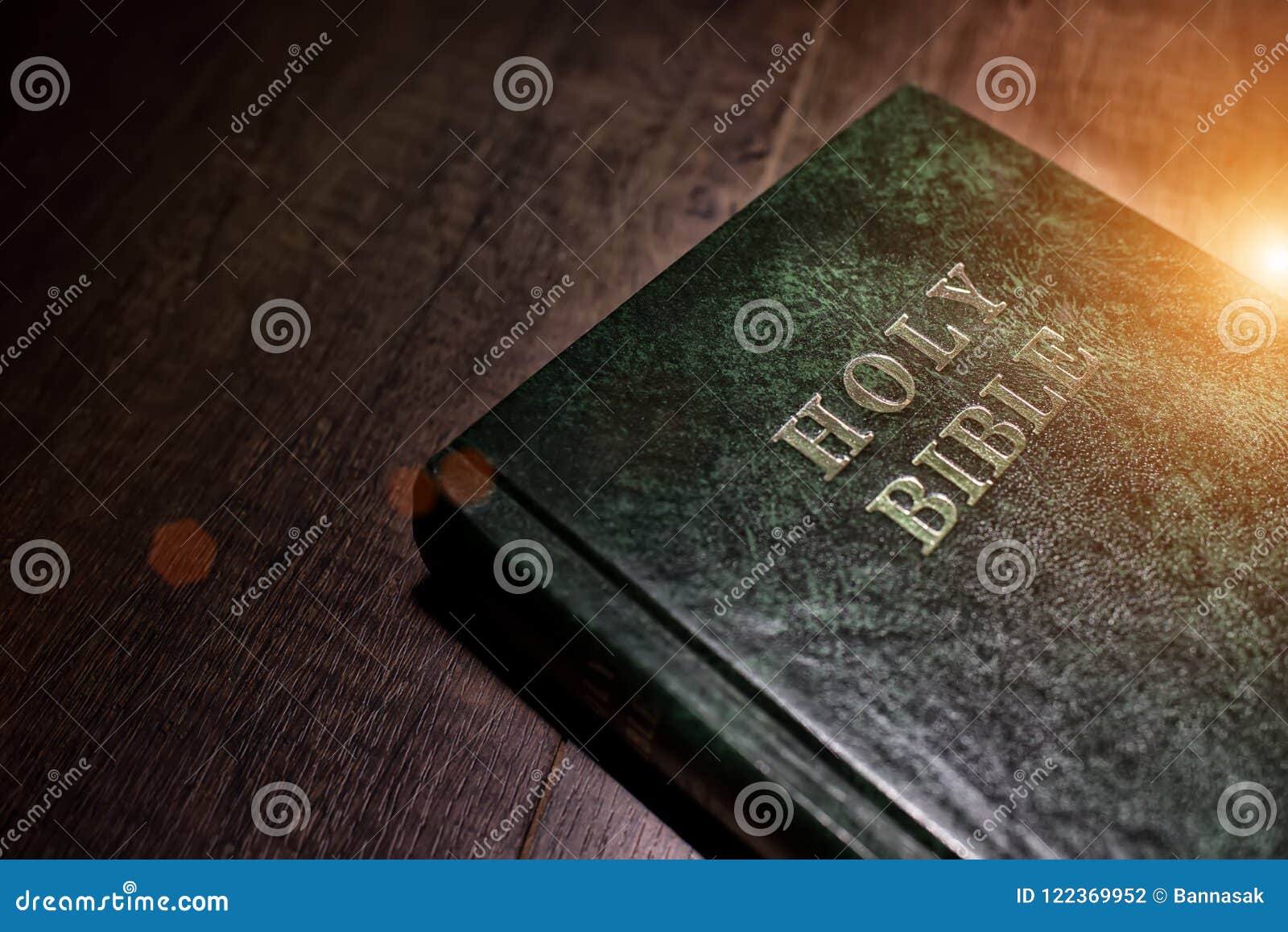 Holy Bible on a Wooden Table Stock Photo - Image of manuscript, open ...
