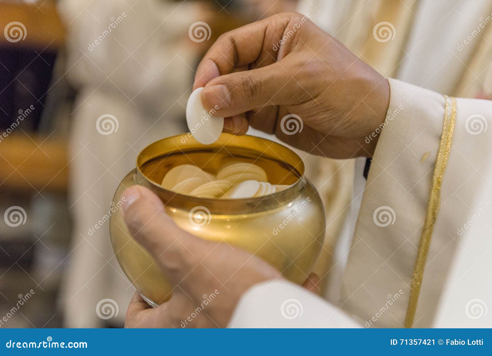 The Holy Bread during the Communion Stock Image - Image of priest ...