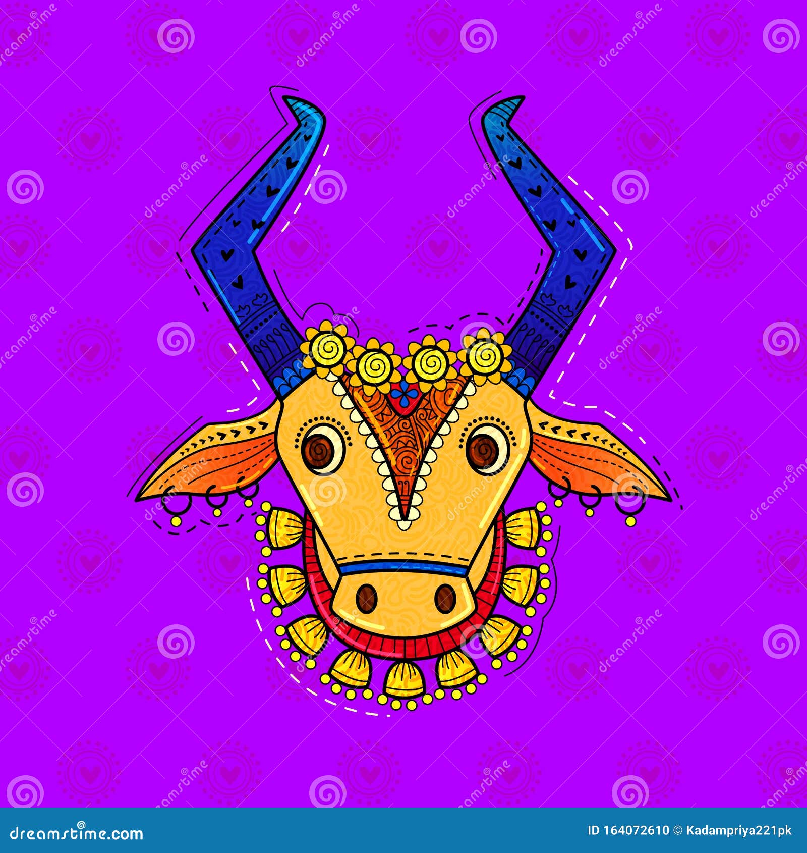 Illustration of Desi Indian Art Style Holy Cow. Stock Illustration ...