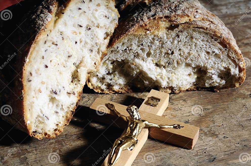 Holy cross and bread stock image. Image of crucifixion - 8099451