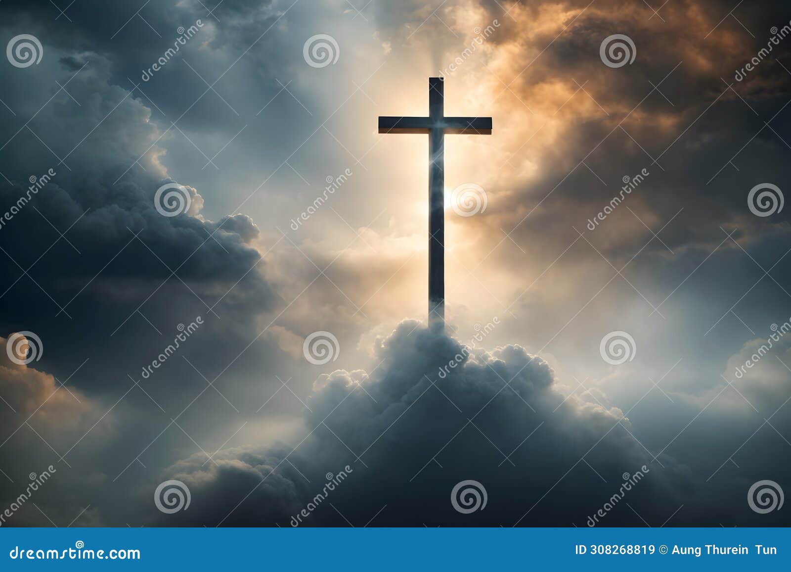 Cross of Jesus Christ with a Dramatic Background Stock Image - Image of ...