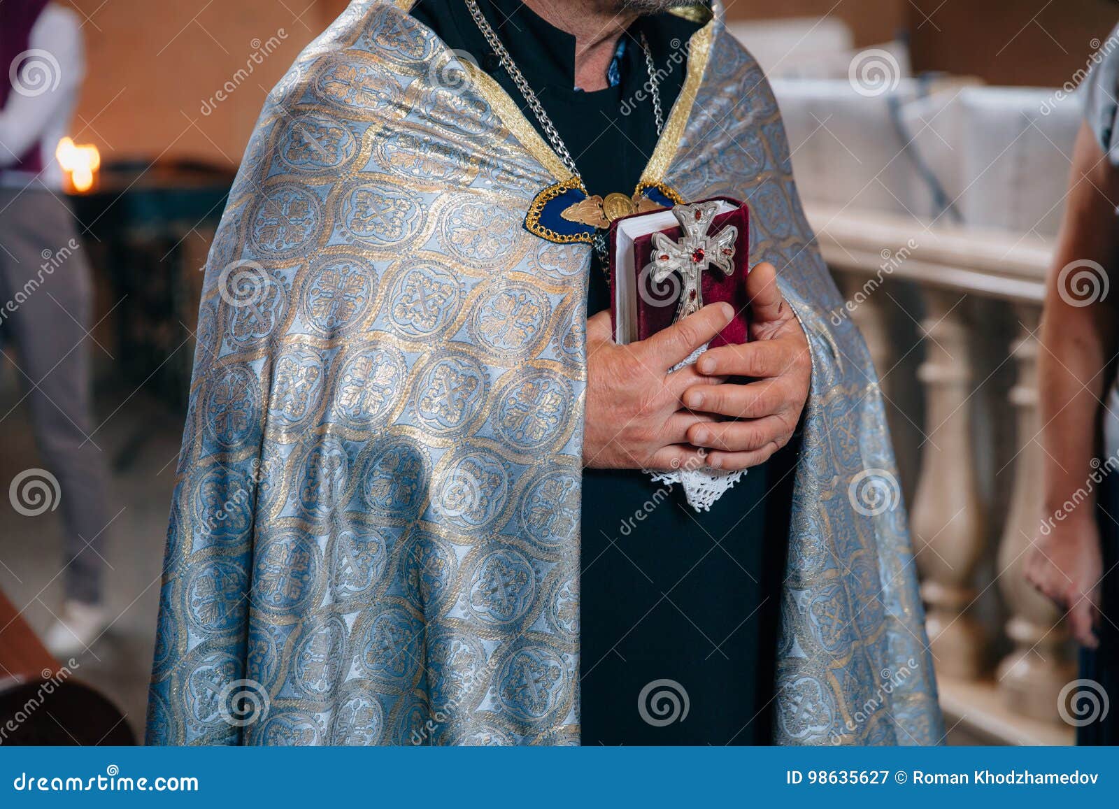 The Holy Cross in the Hands of a Priest, Close Up Stock Image - Image ...