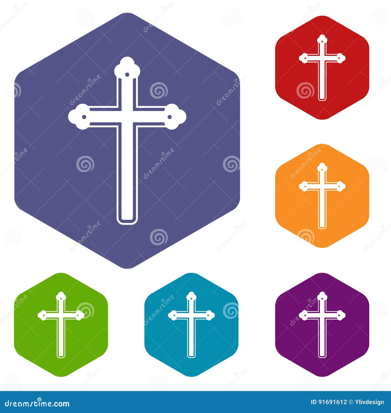 Holy Cross Icons Set Hexagon Stock Vector - Illustration of spirit ...