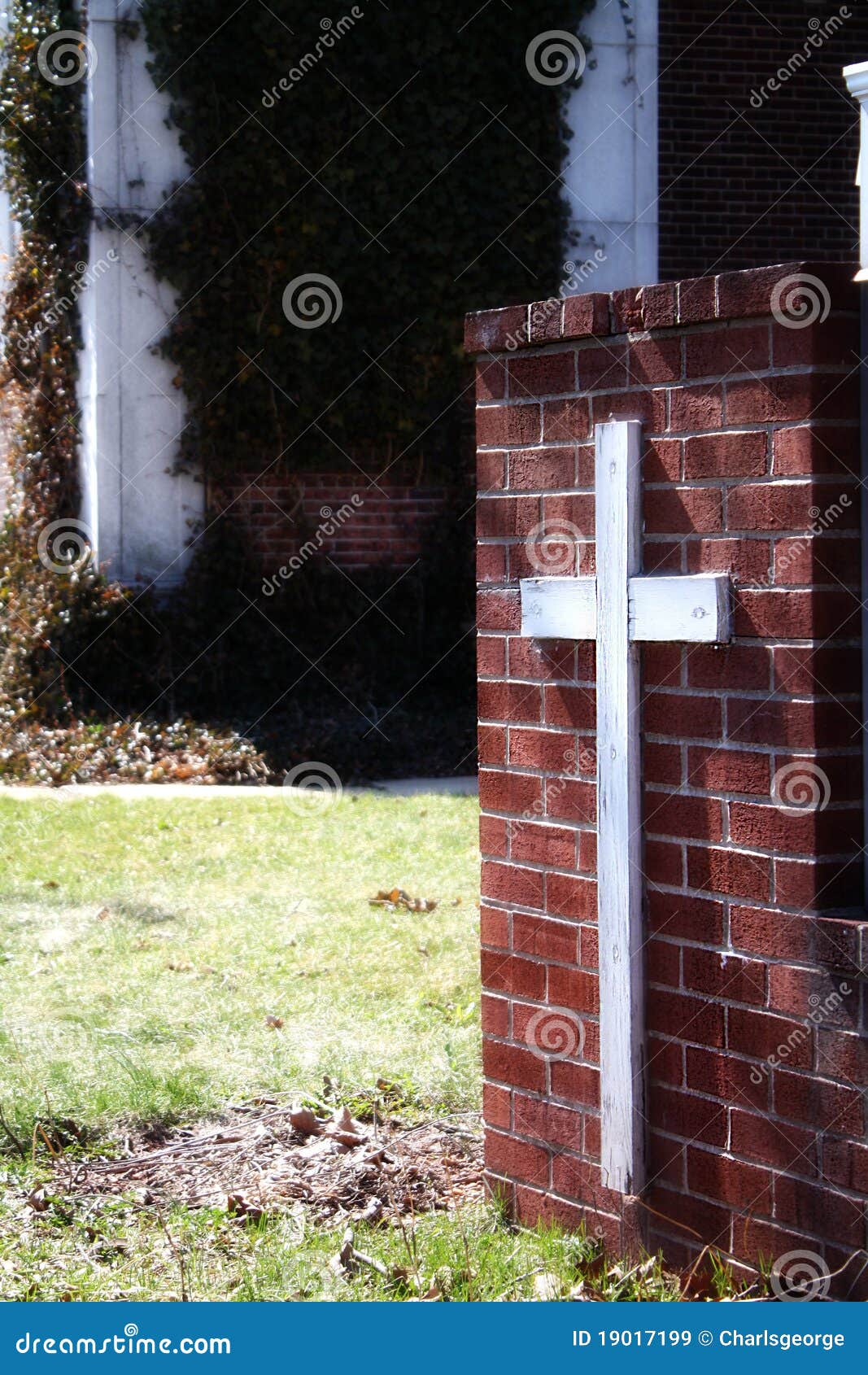 Holy cross on a red wall stock image. Image of icon, green - 19017199