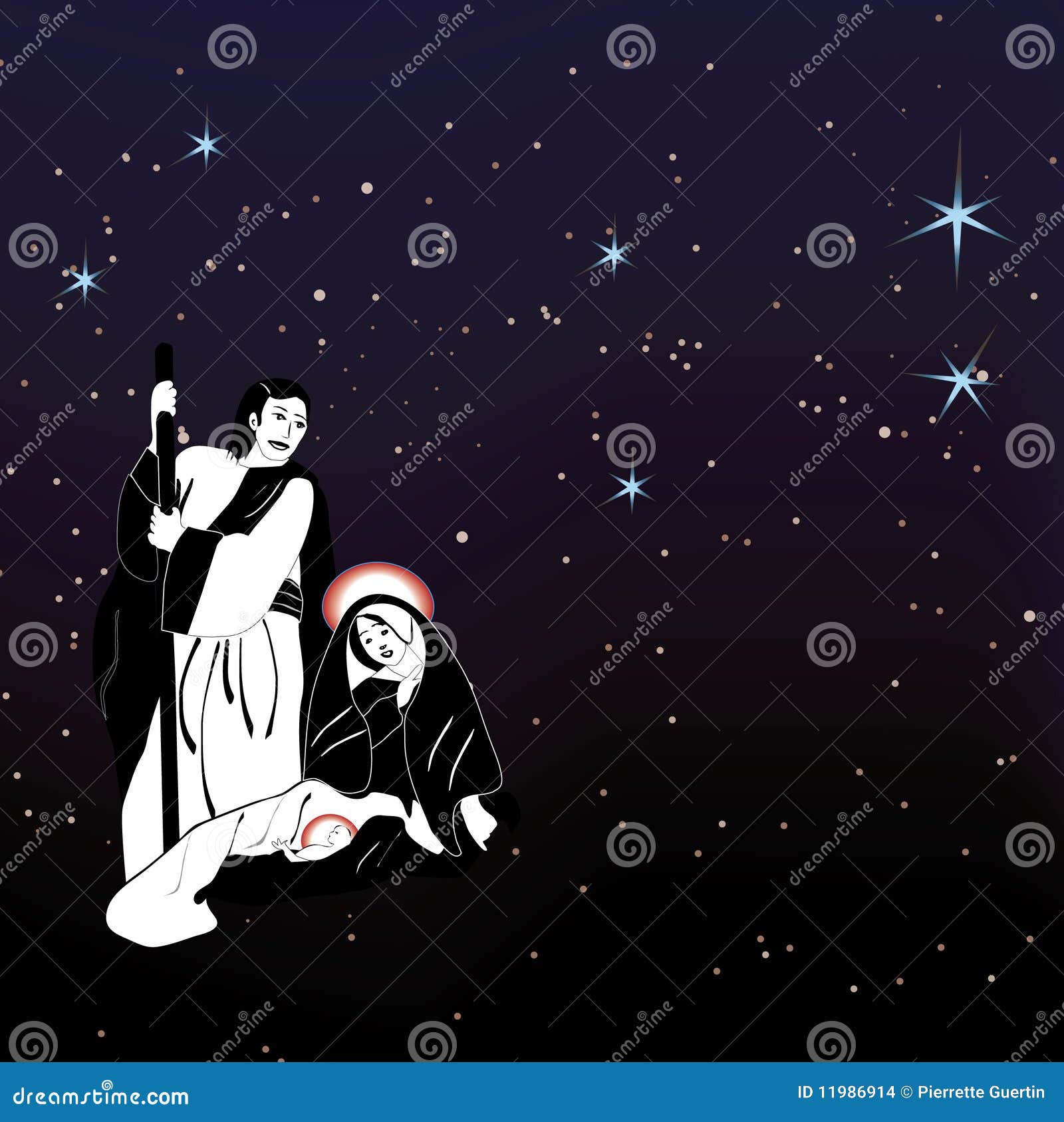 Holy Family Nativity and Stars Vector Stock Vector - Illustration of ...