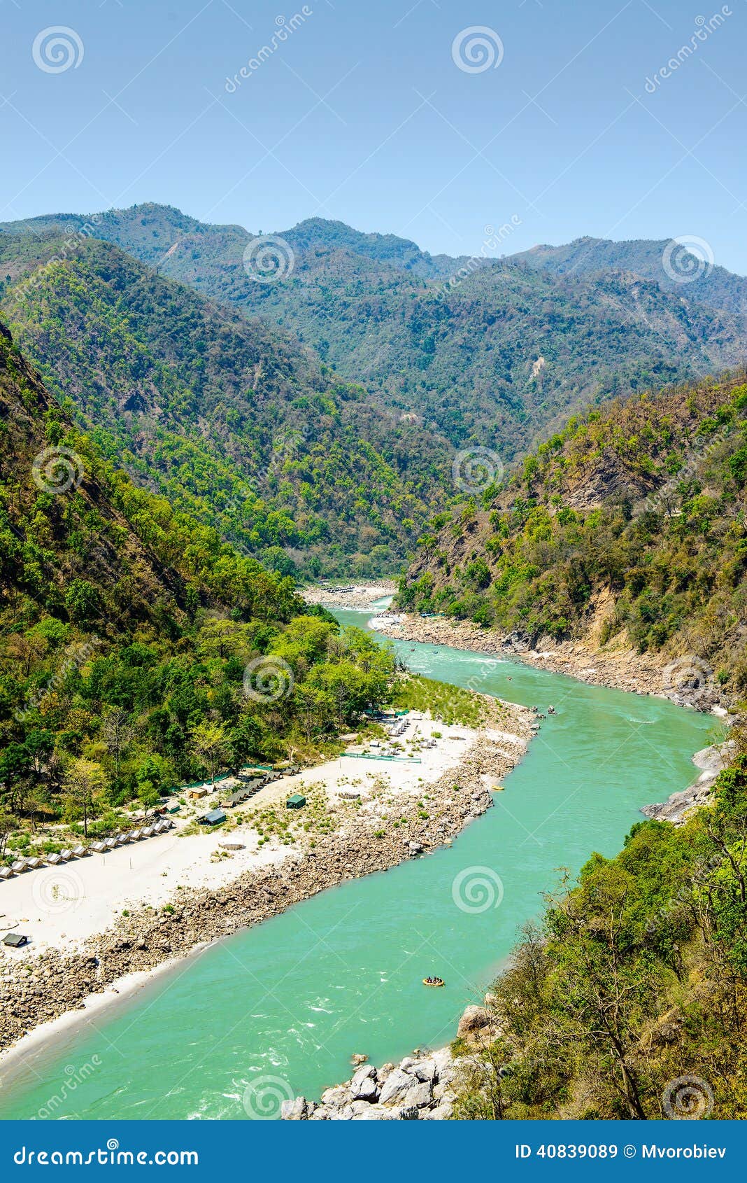 Holy Ganges River Flows in a Valley, India Stock Image - Image of rocks ...