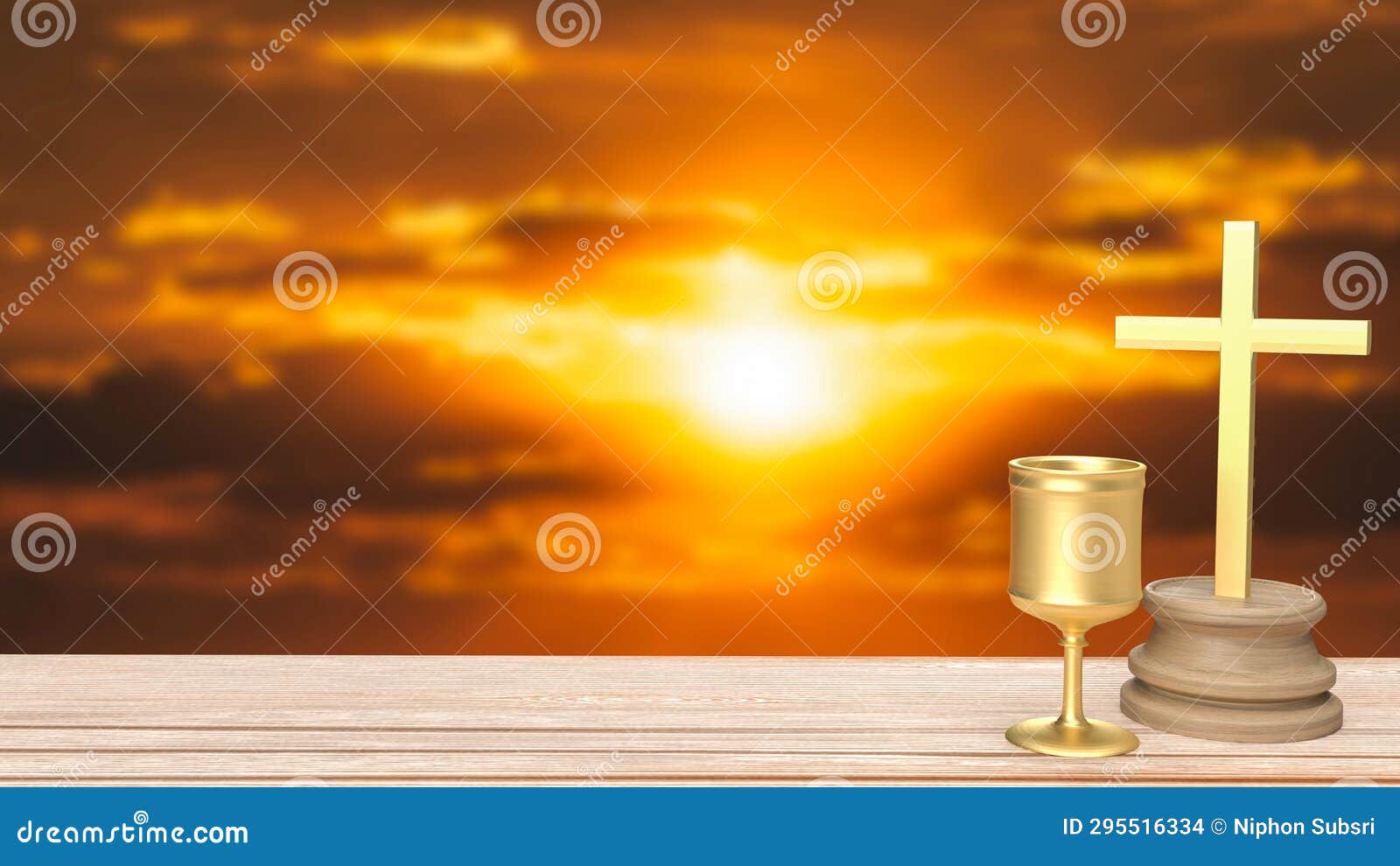 The Holy Grail and Cross for Religion Concept 3d Rendering Stock ...