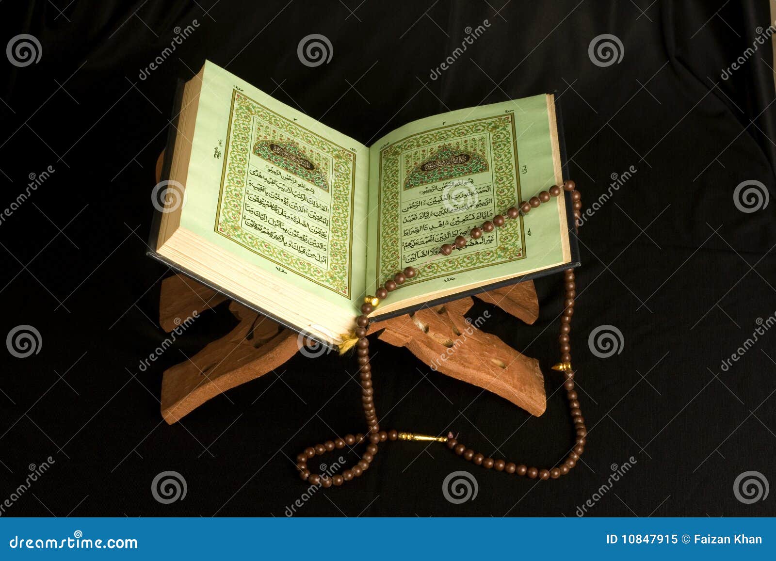Holy Islamic Book Koran Opened with Rosary Stock Image - Image of koran ...