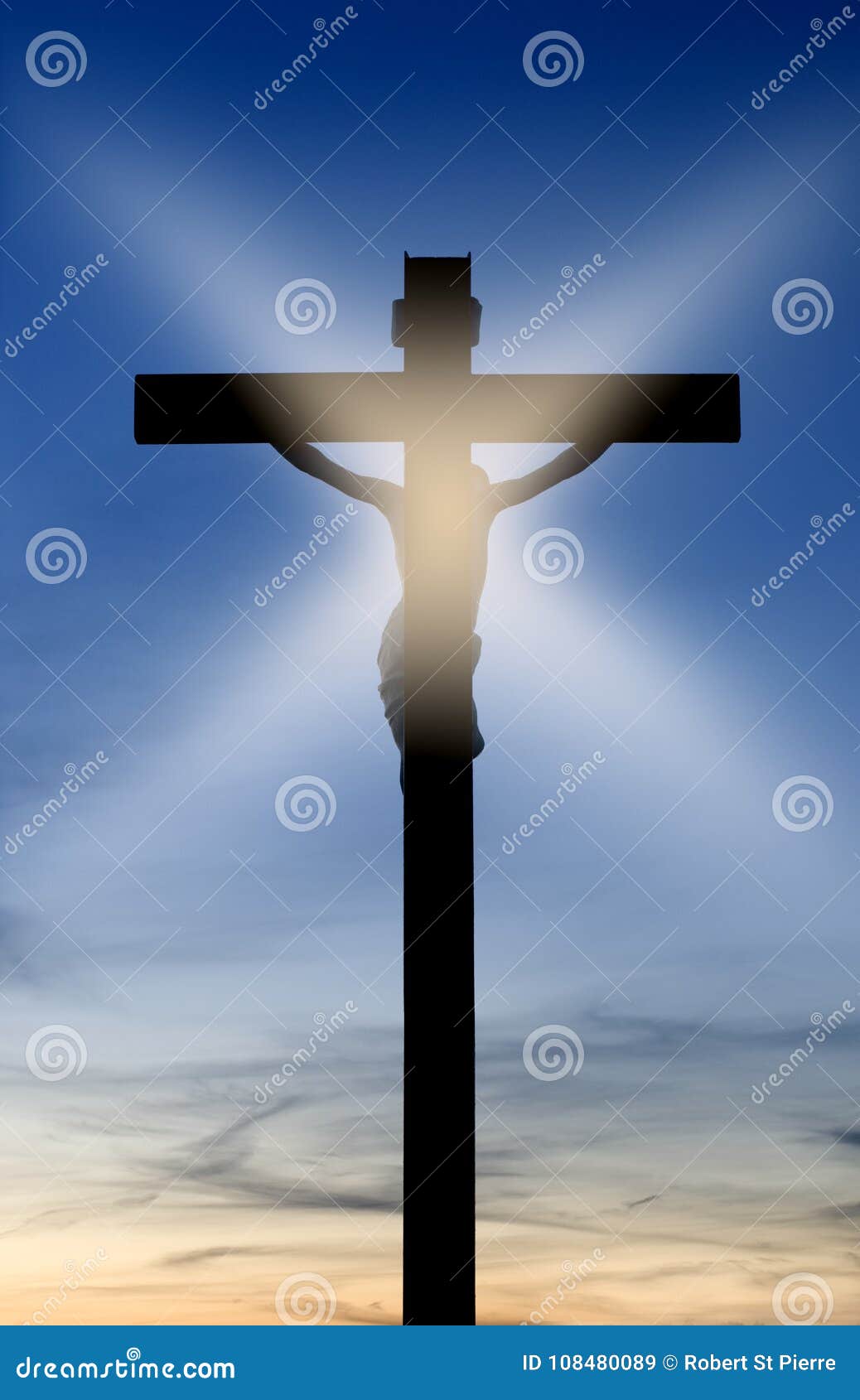 Holy Jesus Christ on the Cross with Sunset Stock Image - Image of ...