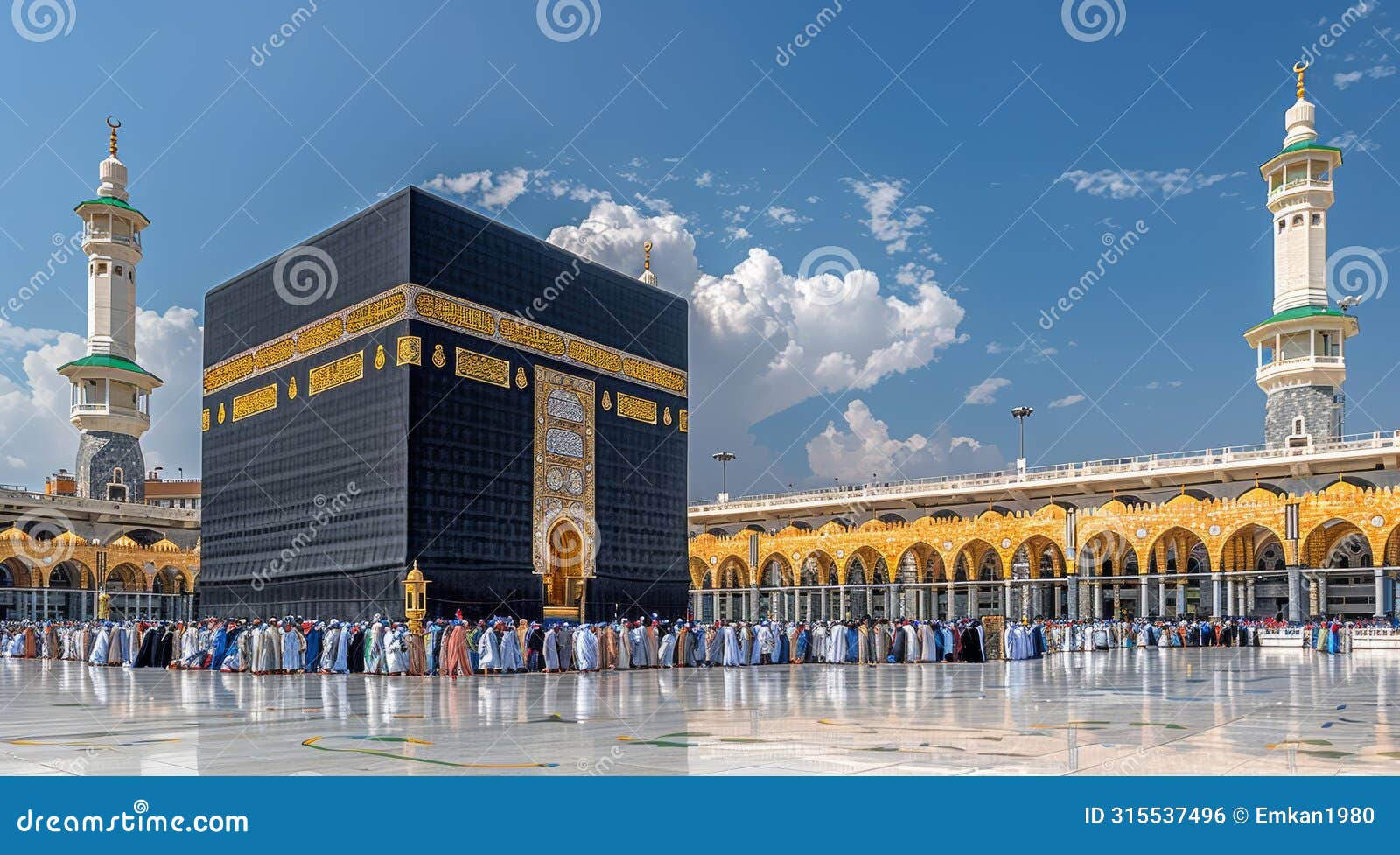 The Holy Mosque of Mecca stock illustration. Illustration of religion ...