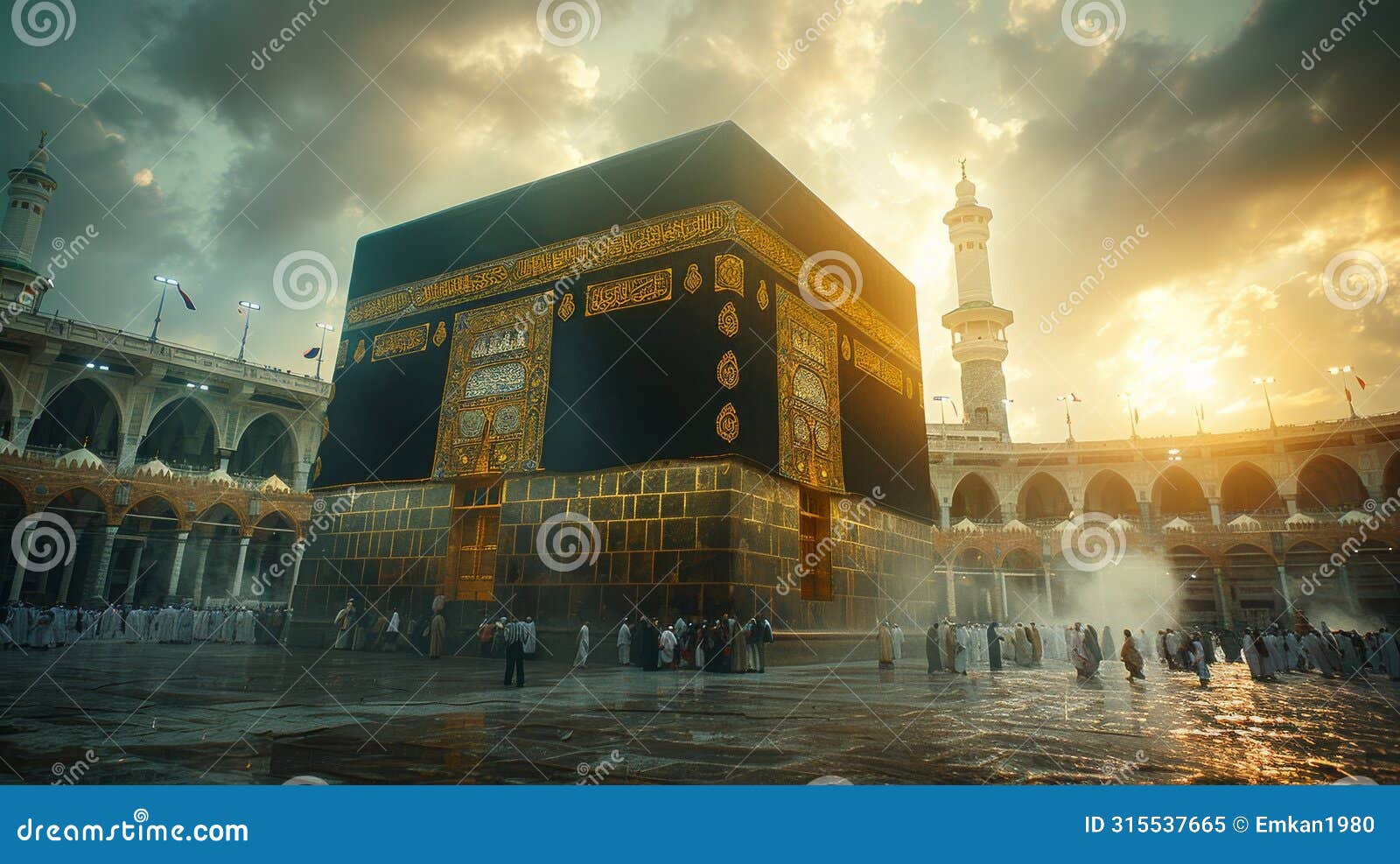 The Holy Mosque of Mecca stock illustration. Illustration of minaret ...