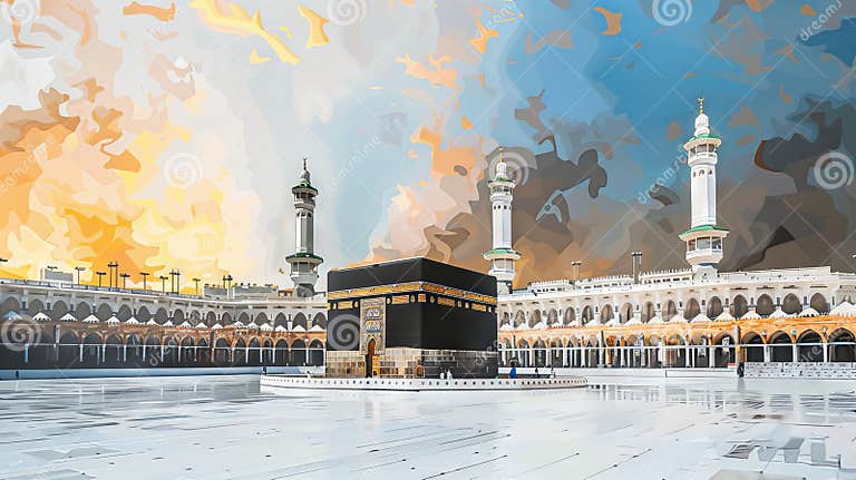 Holy Kaaba in Mecca, Saudi Arabia. a Style in Colored Pencil Sketch ... Holy Kaaba in Mecca, Saudi Arabia. a Style in Colored Pencil Sketch ...