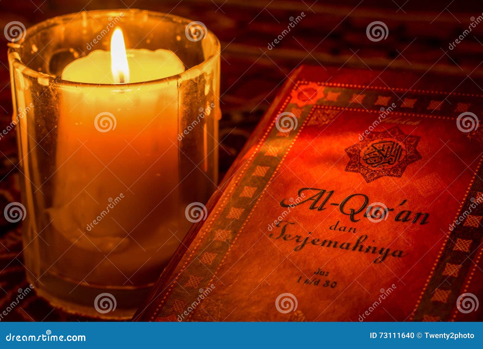The Holy Koran Under Candlelight Stock Photo - Image of cover, candle ...