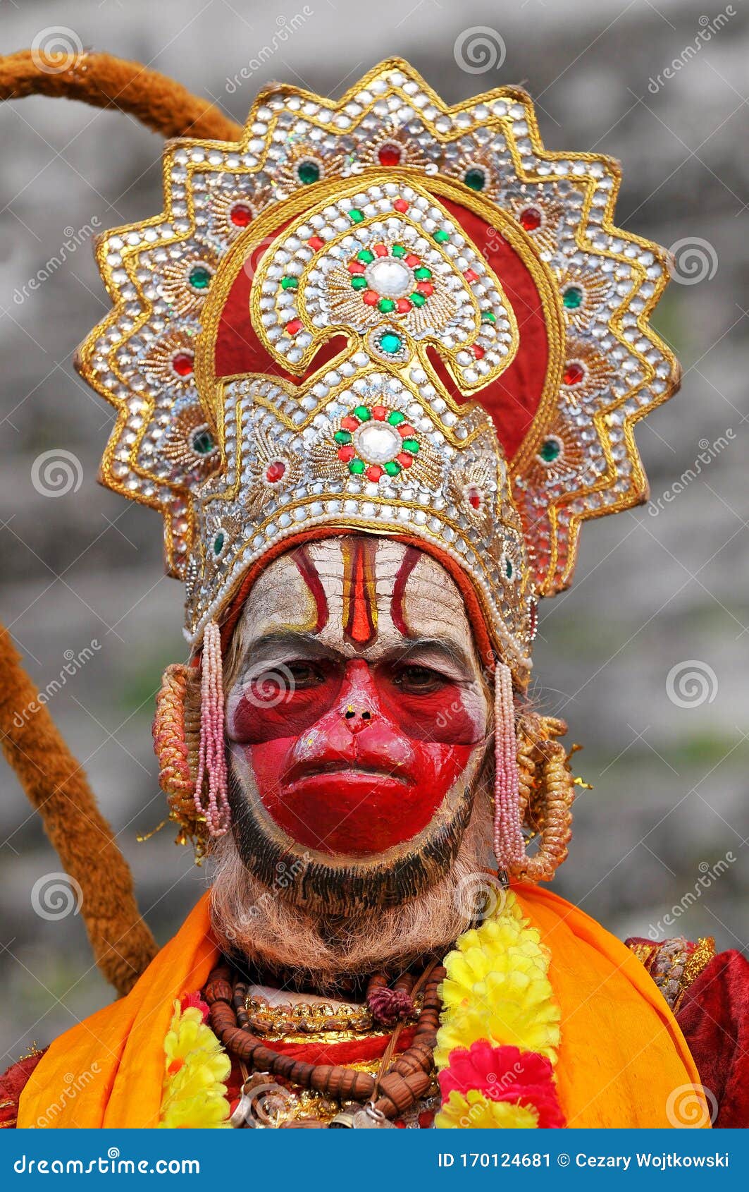 Holy Man Dressed As Hanuman, Kathmandu, Nepal Editorial Photo ...