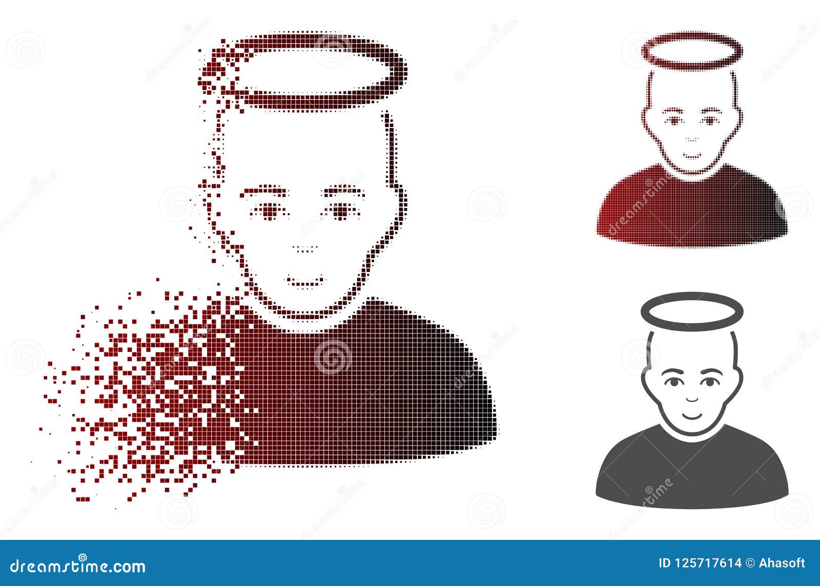 Dissolving Pixel Halftone Holy Man Icon with Face Stock Vector ...