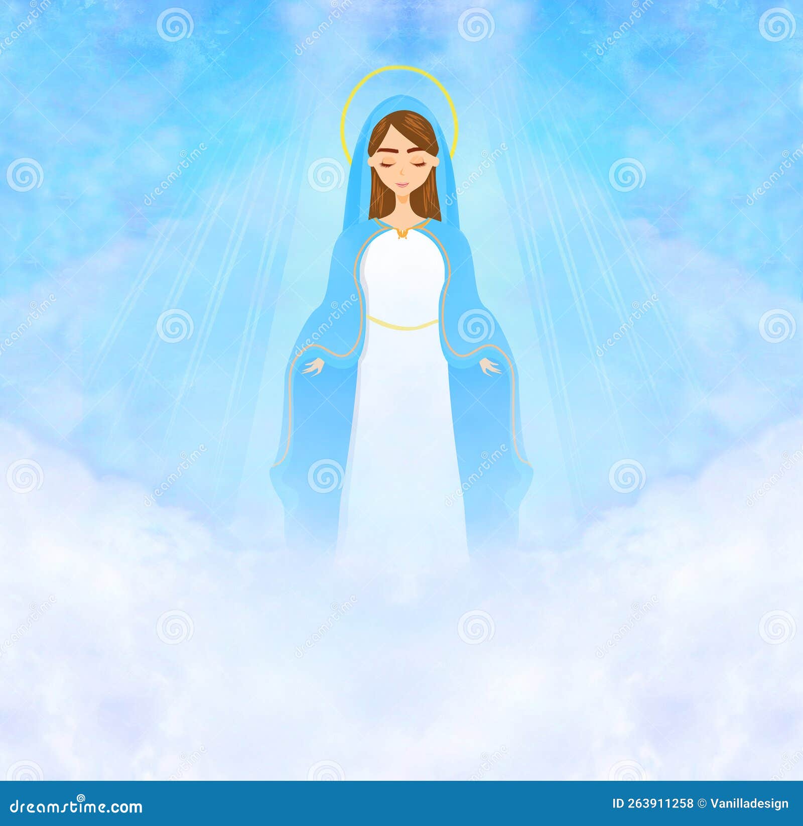 Holy Mary Religious Card Illustration Stock Illustration - Illustration ...