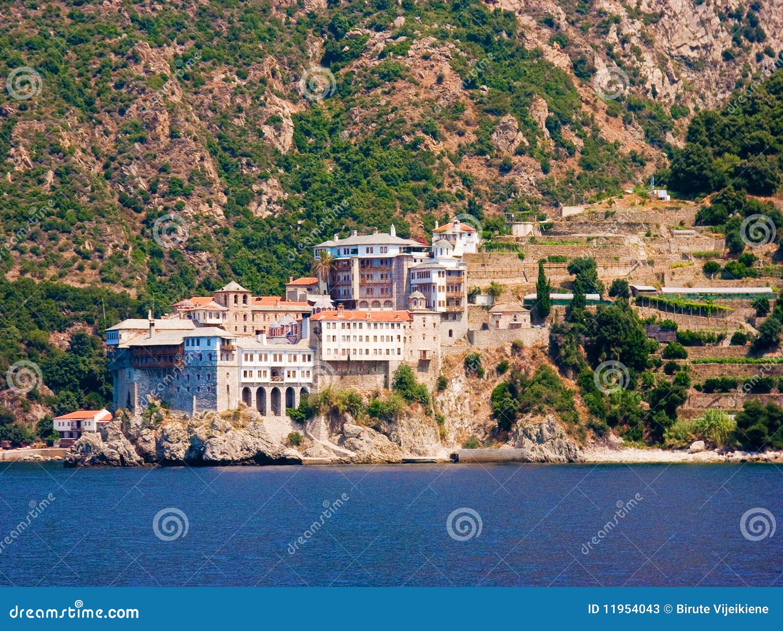 The Holy Monastery of Gregoriou Stock Image - Image of mount, monastery ...