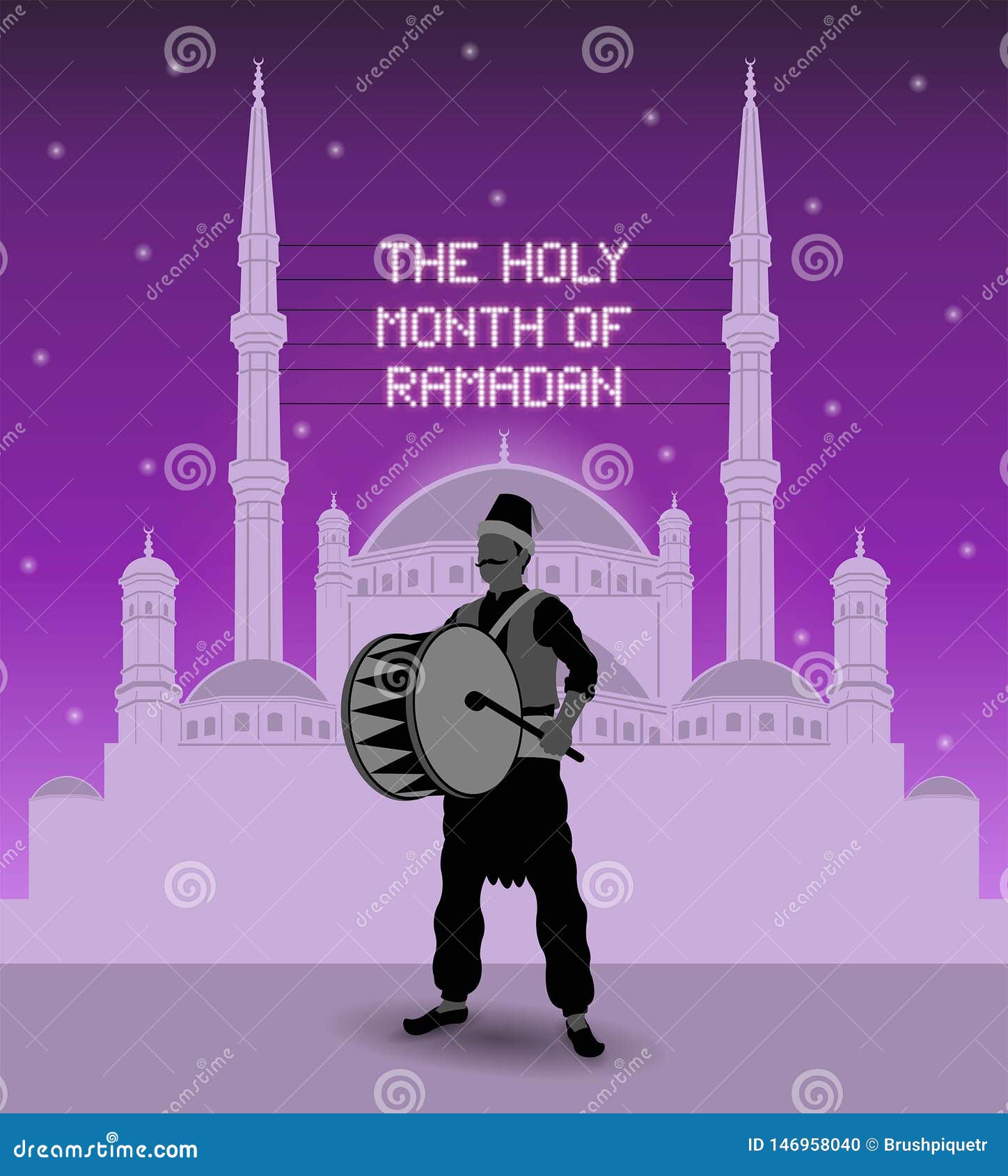 The Holy Month of Ramadan Mahya Lights Over a Mosque with Ramadan ...