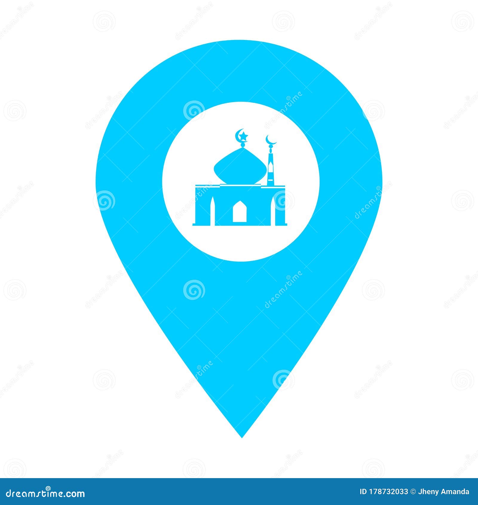 Mosque Location Icon Represented By Location Tag And Mosque Cartoon ...