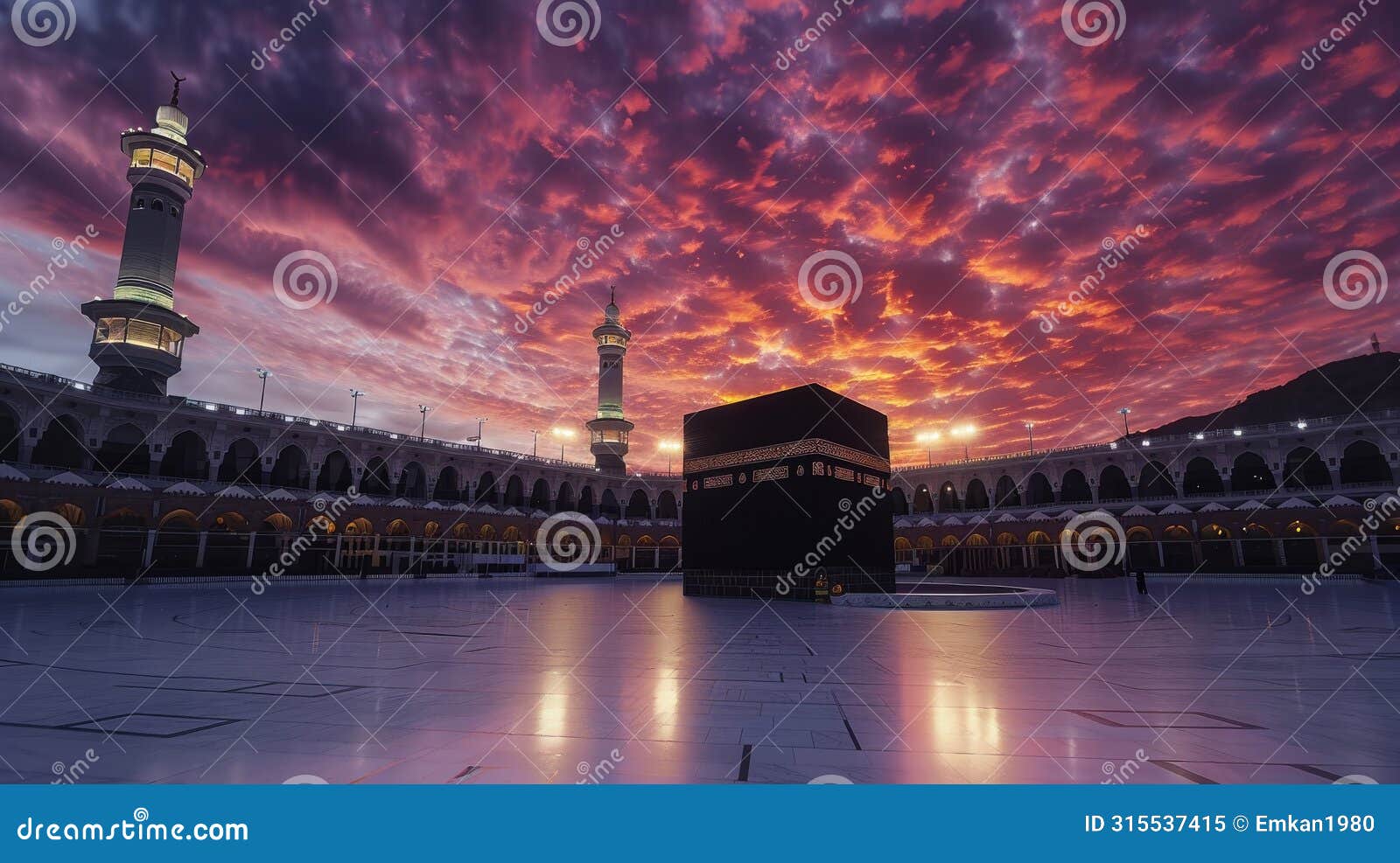 The Holy Mosque of Mecca stock illustration. Illustration of religious ...