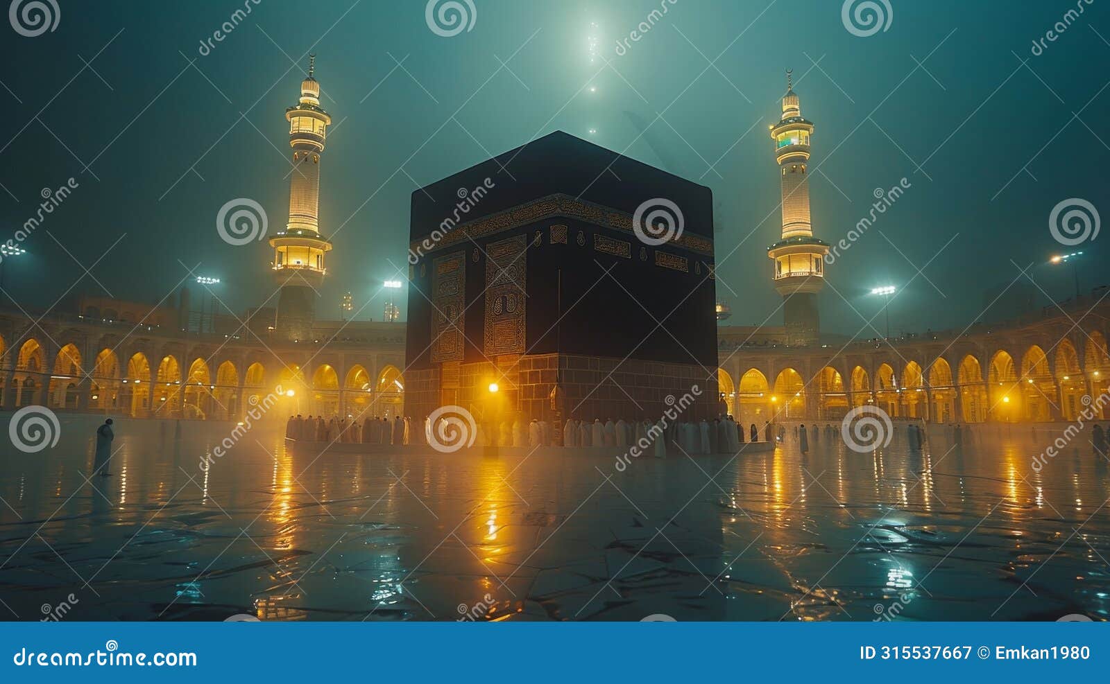 The Holy Mosque of Mecca stock illustration. Illustration of arabic ...