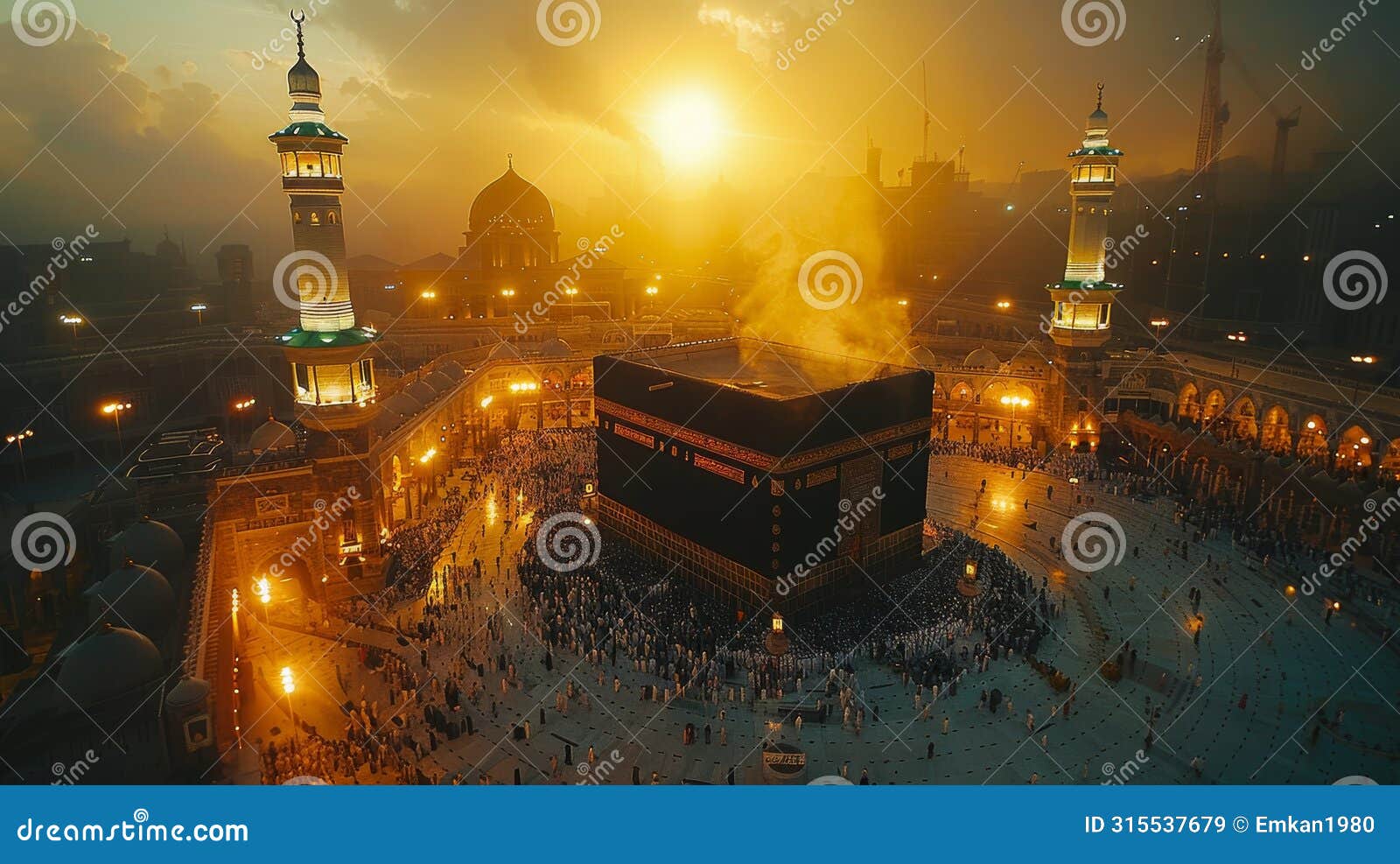 The Holy Mosque of Mecca stock illustration. Illustration of prayer ...